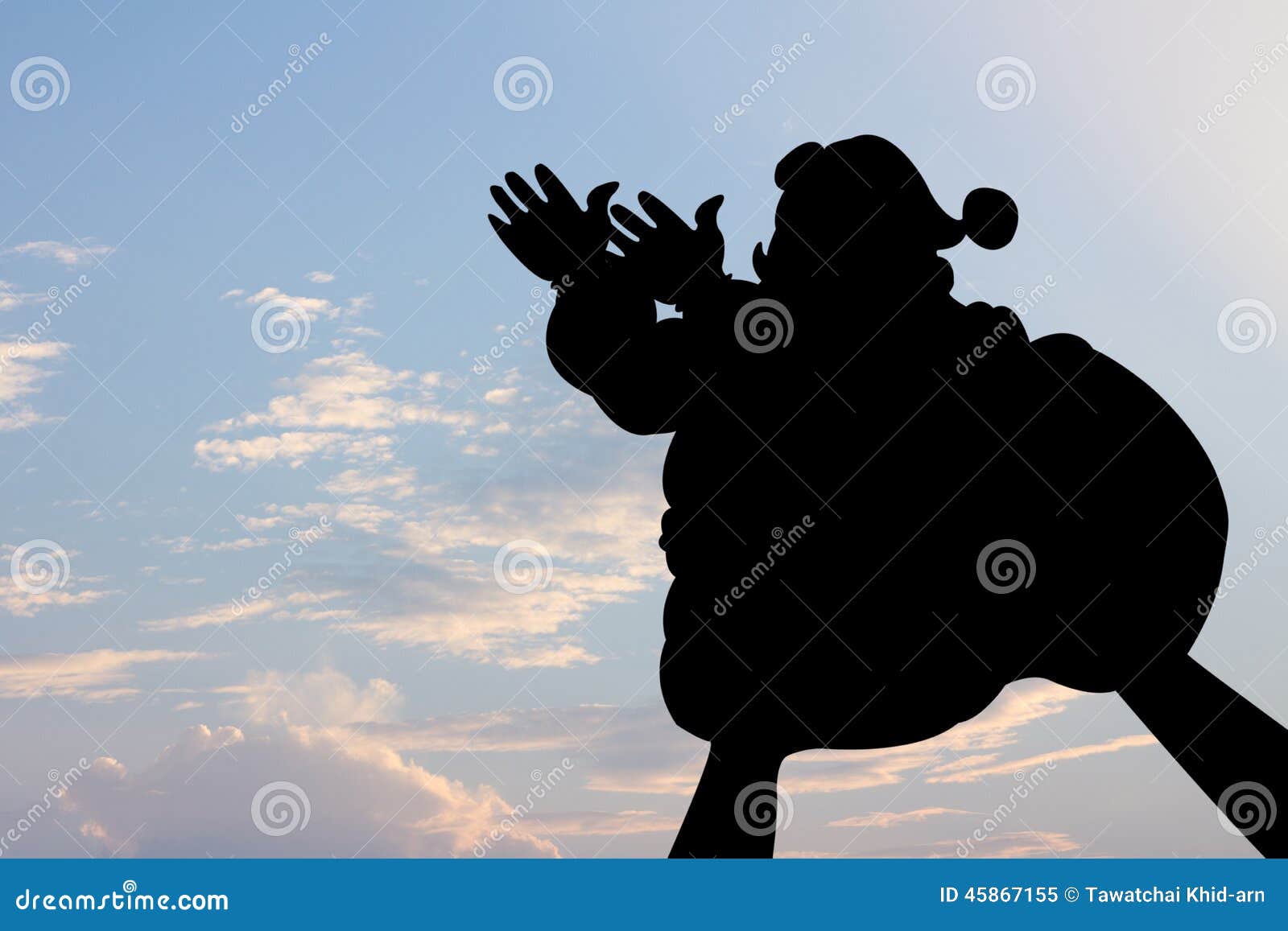 Santa Clause Shape Hand Silhouette in Sky Stock Image - Image of ...