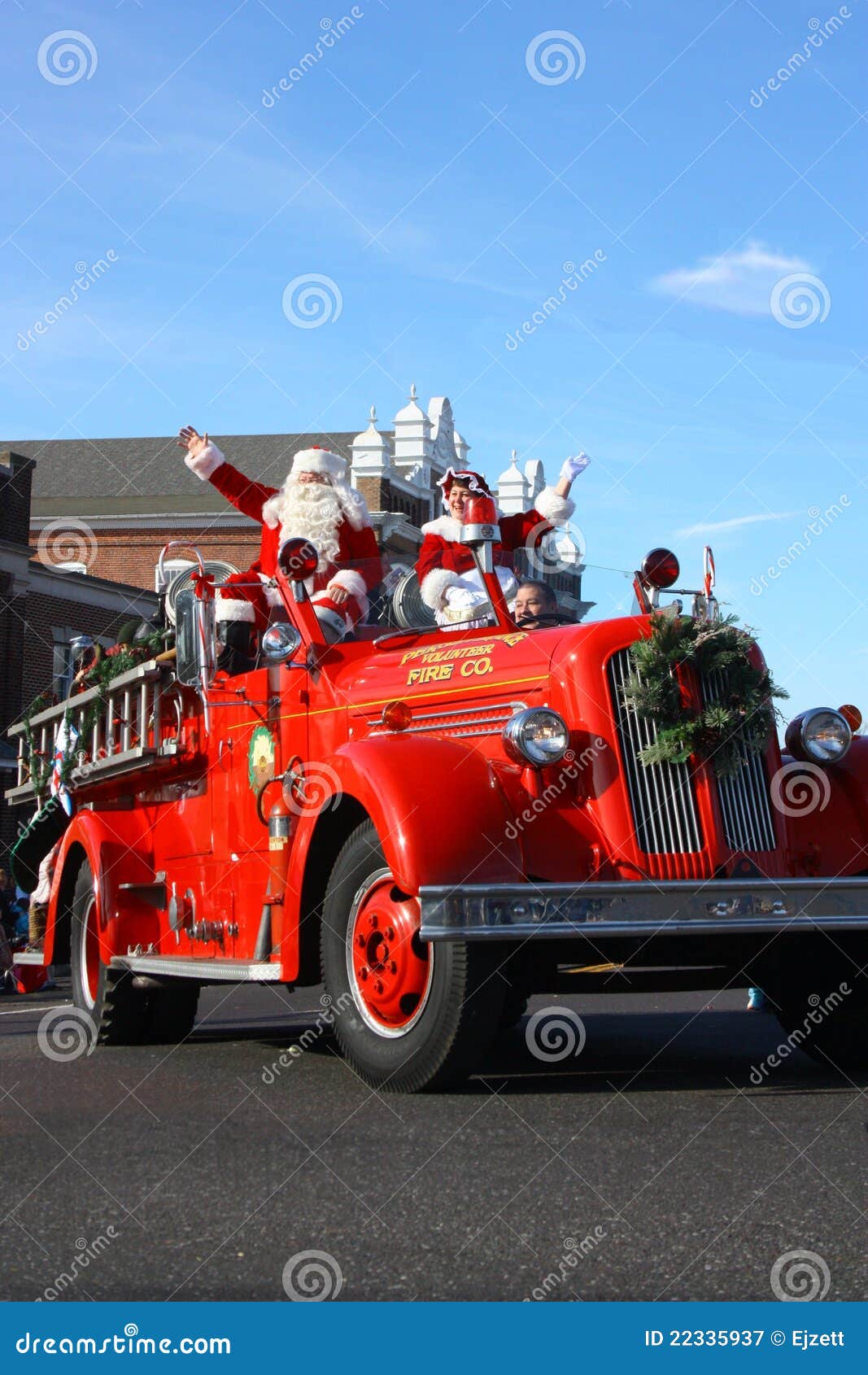 Santa Clause in Vintage Fire Truck Editorial Photography - Image of ...