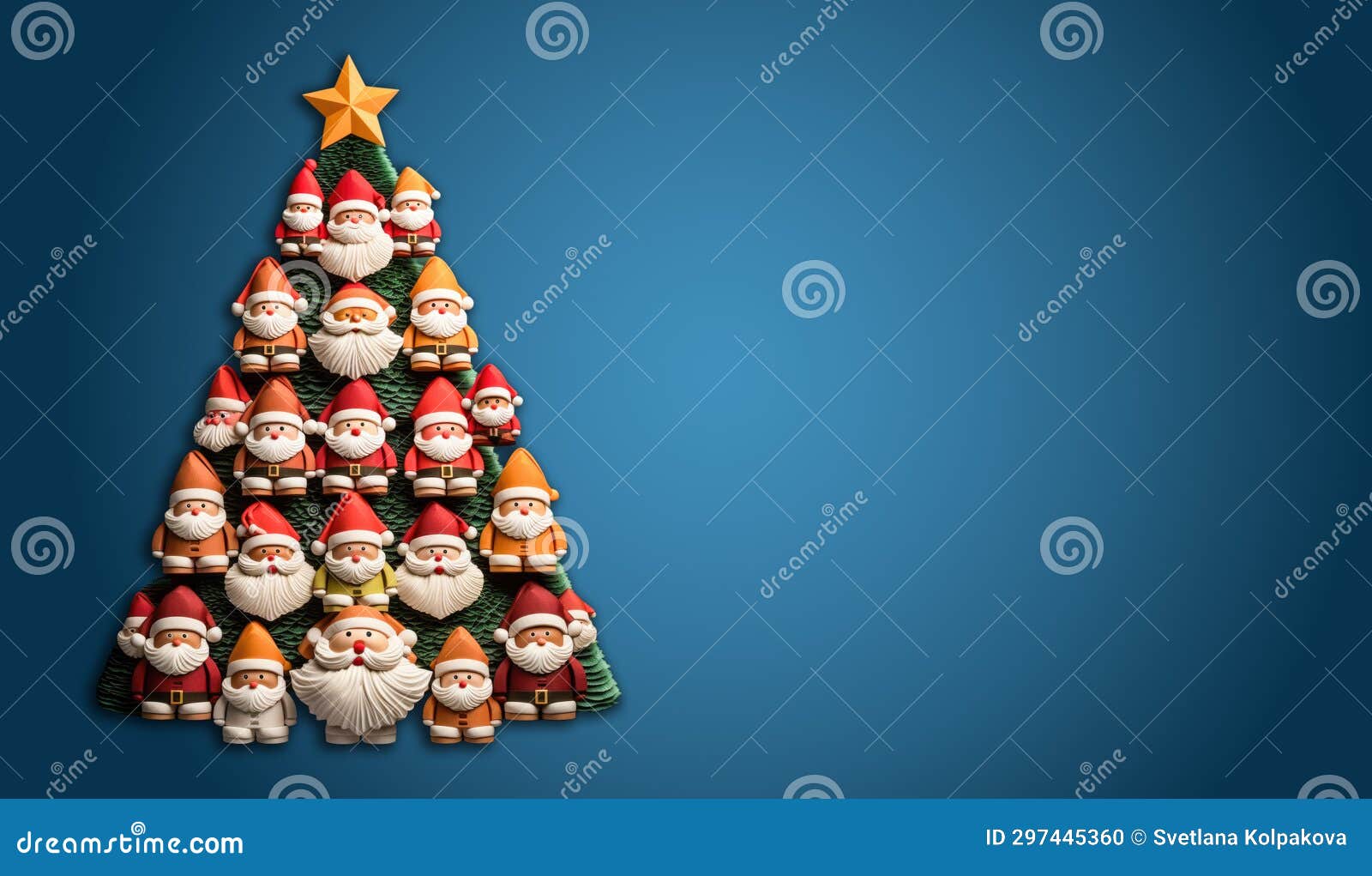 Santa Clauses Assembly in Shape Christmas Tree Stock Illustration ...