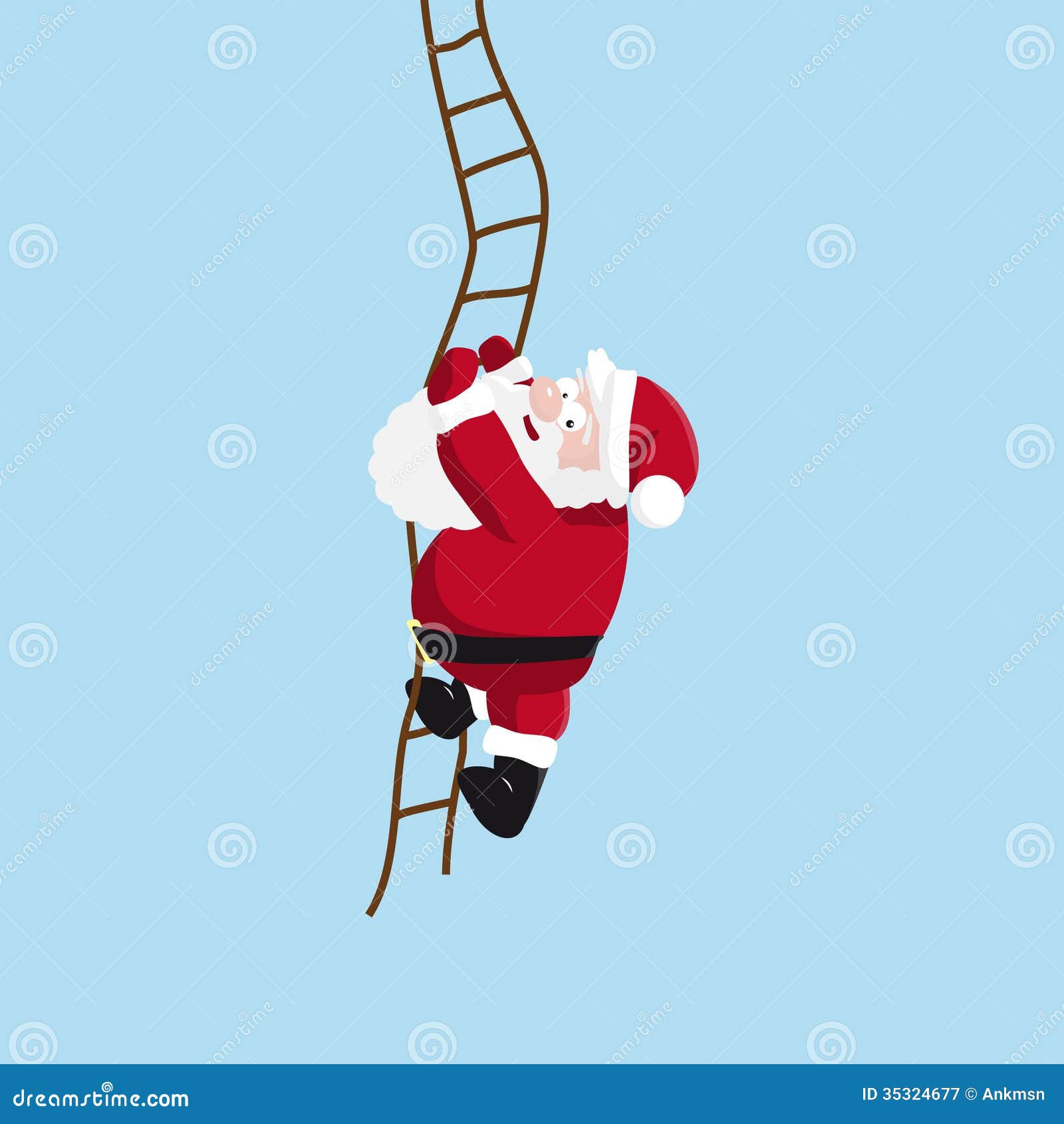 Santa climbs the ladder stock vector. Illustration of cartoons - 35324677