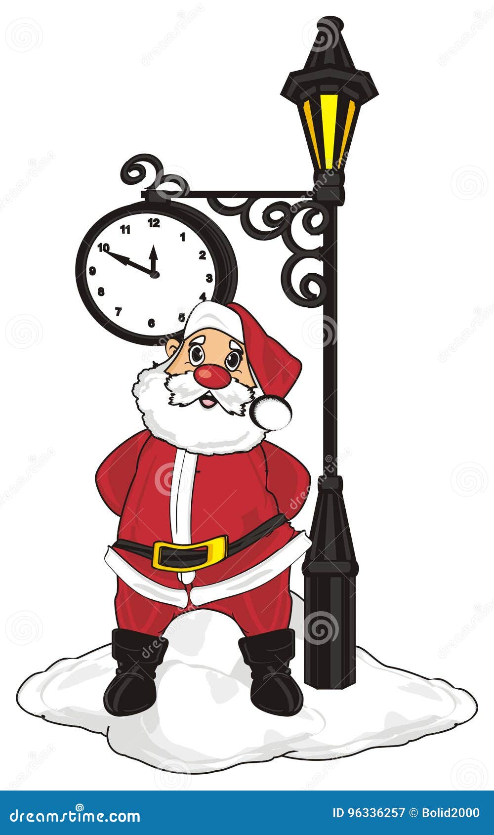 Santa and clock stock illustration. Illustration of smile - 96336257