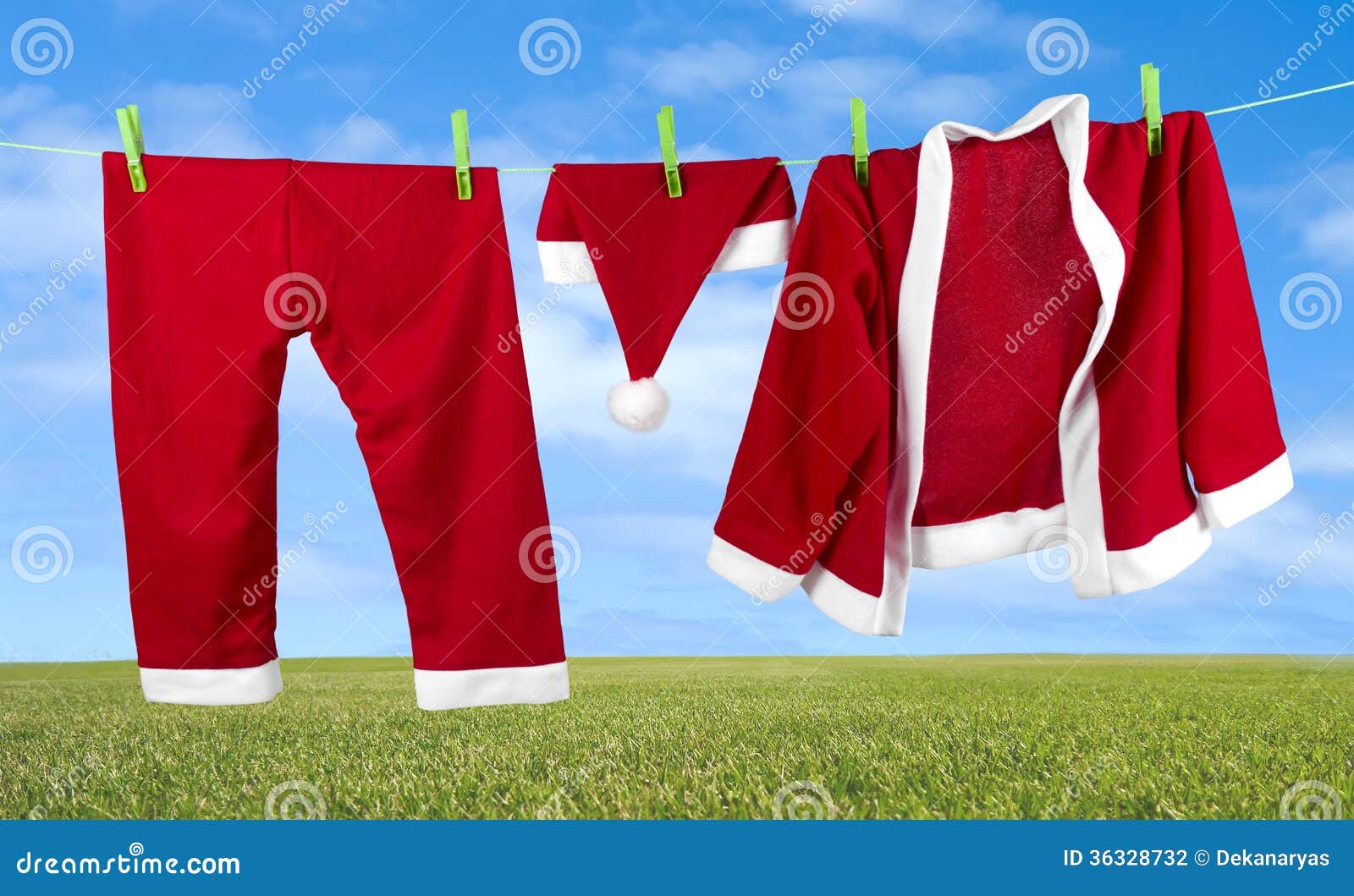 The Santa Clothes on the Clothesline Stock Photo - Image of gifts, love ...