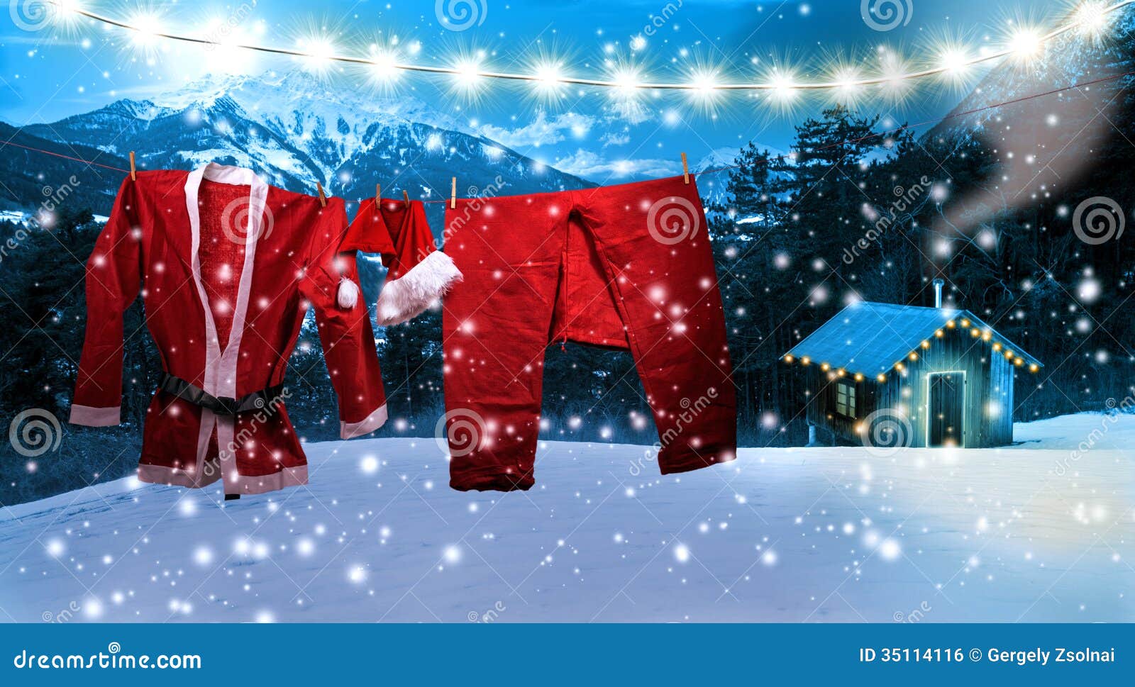 Santa Clothing Hanging on a Clothesline Stock Illustration ...