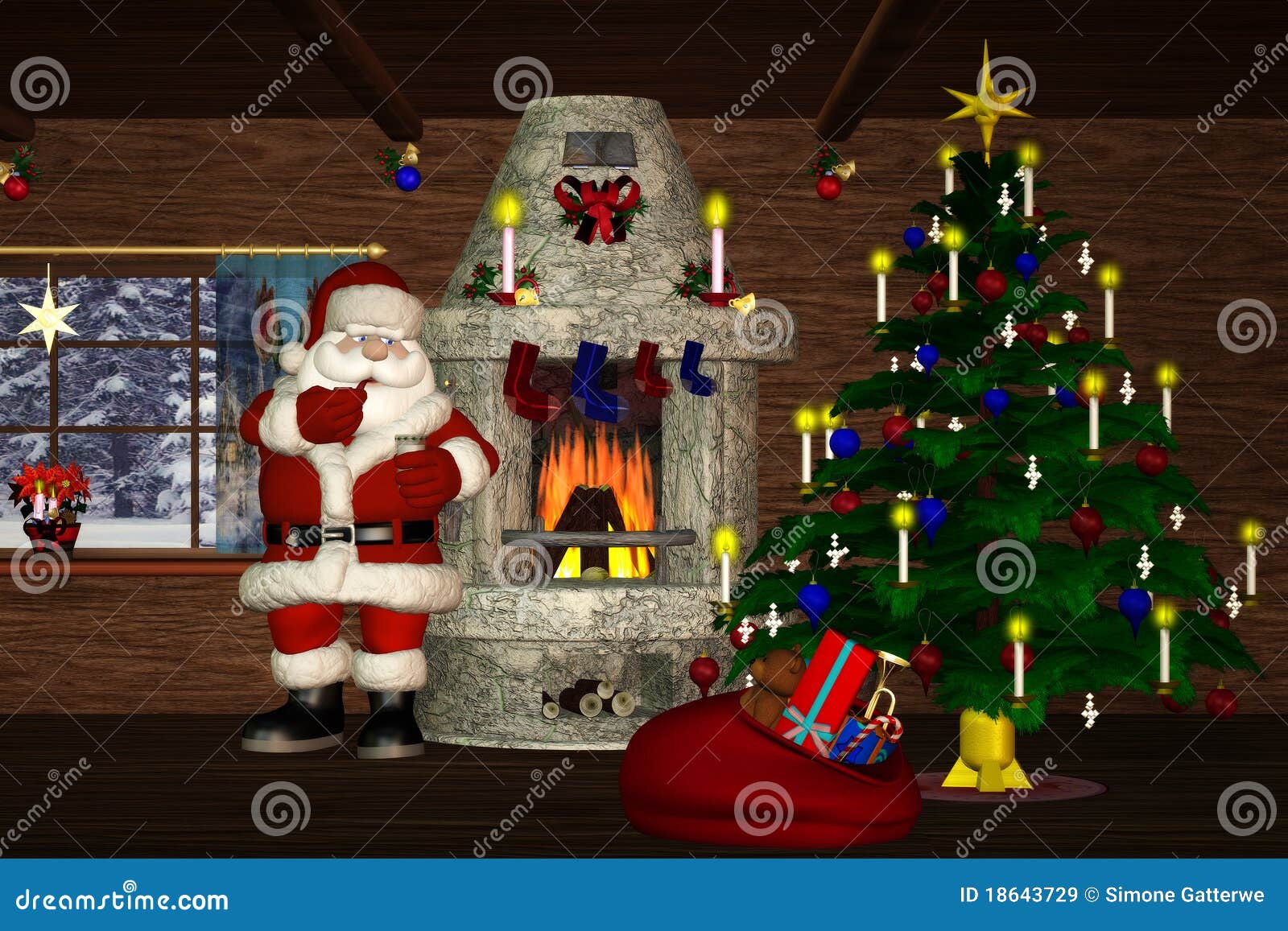 Santa is coming at Home stock illustration. Illustration of december ...