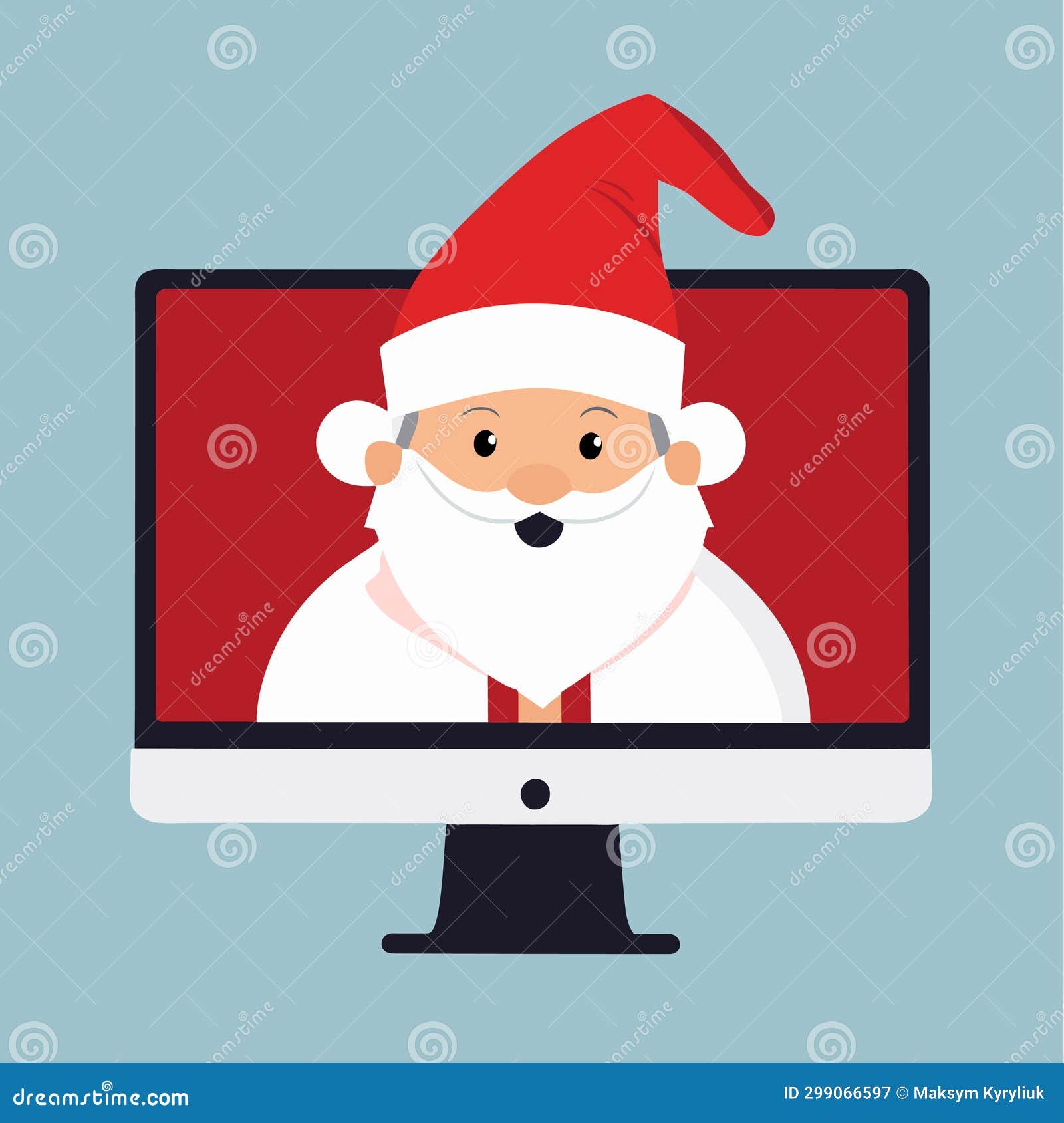 Santa on computer stock illustration. Illustration of logo - 299066597