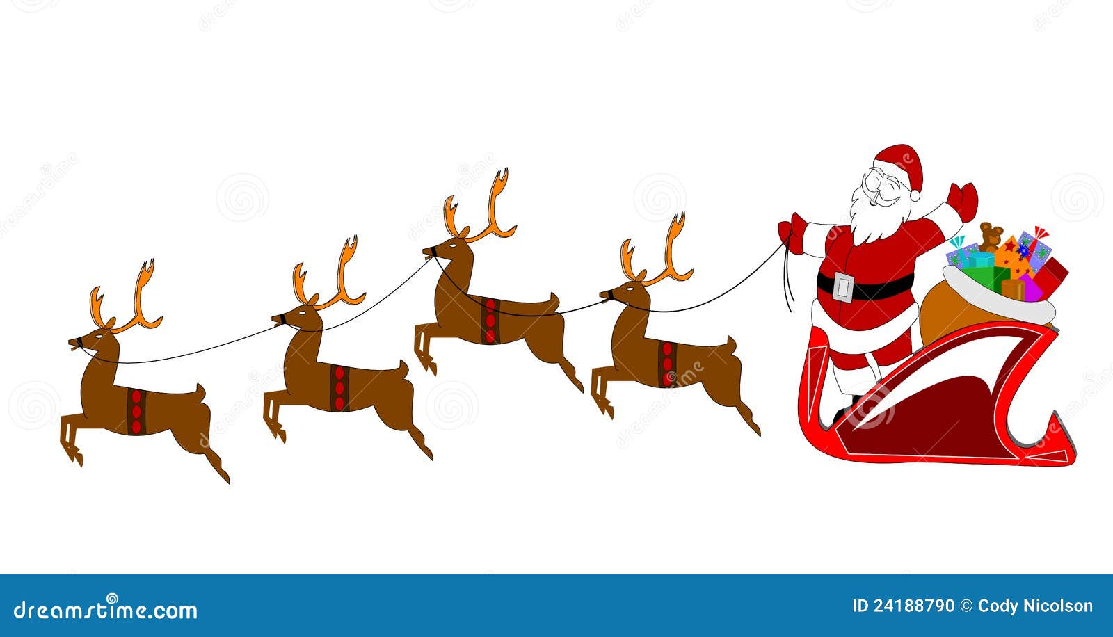 Santa Con El Reno Sobre Blanco Stock de ilustración - Ilustración de ...