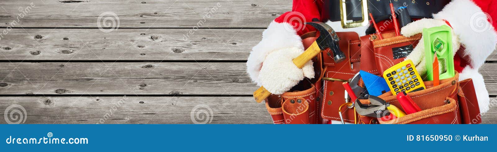 Santa with Construction Tools Stock Photo - Image of repairer, plumber ...