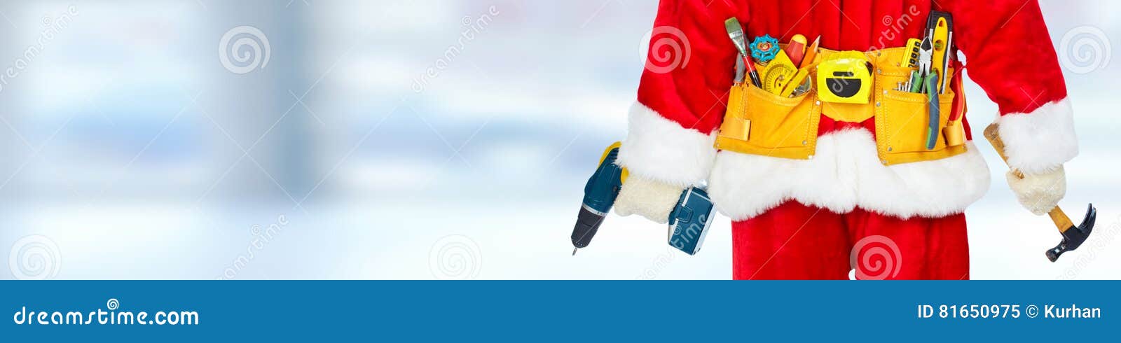 Santa with Construction Tools Stock Image - Image of background ...