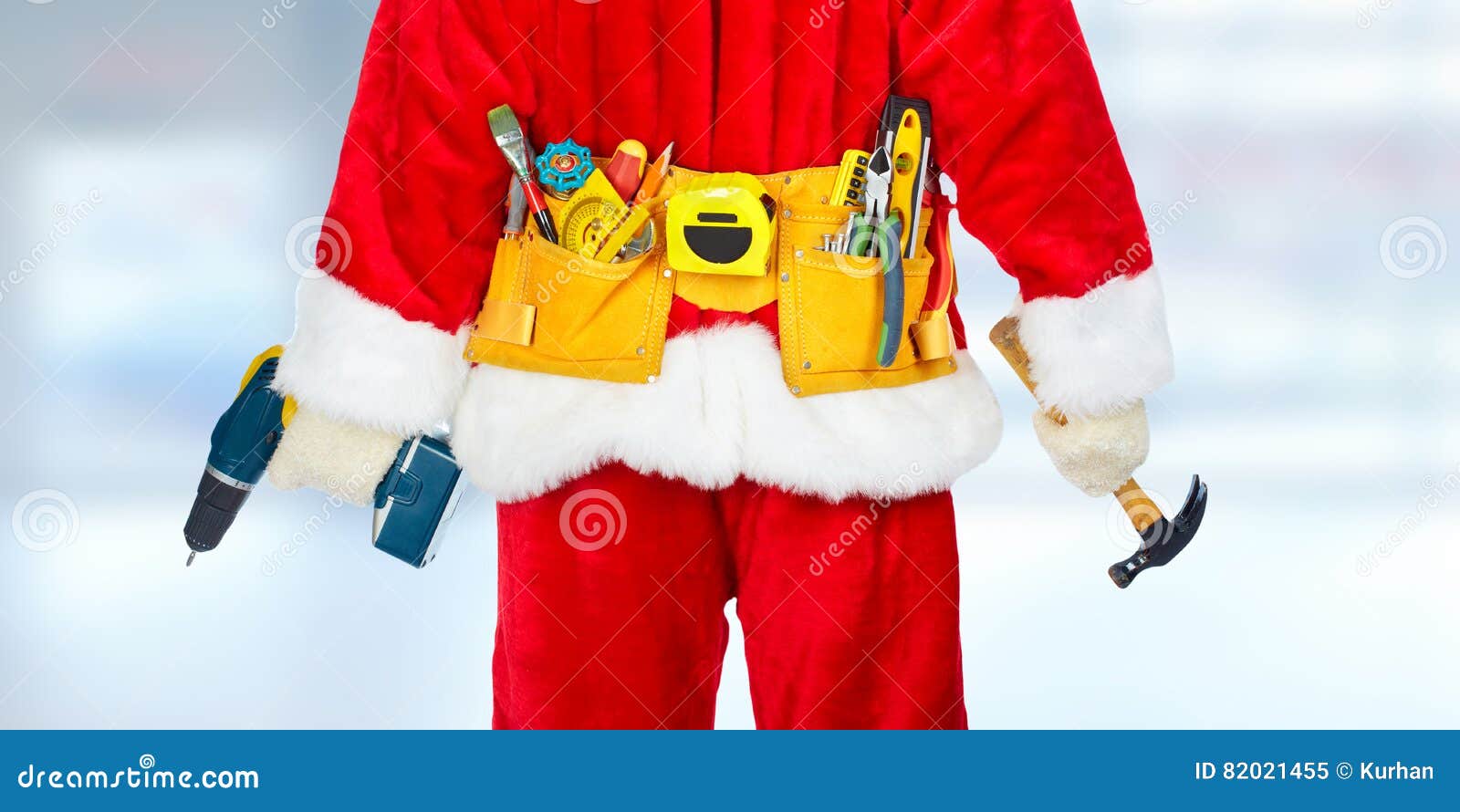 Santa with Construction Tools Stock Image - Image of belt, repairs ...