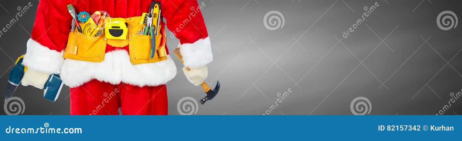 Santa with Construction Tools Stock Photo - Image of background ...