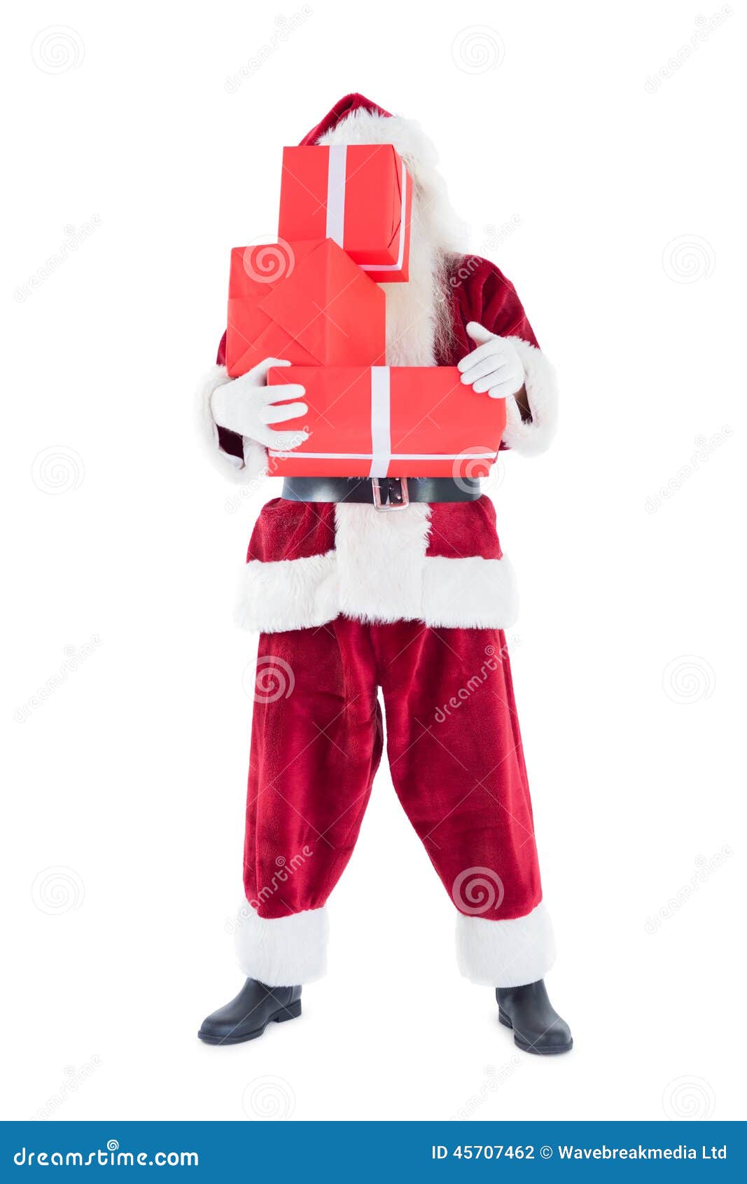 Santa Covers His Face with Presents Stock Photo - Image of male ...