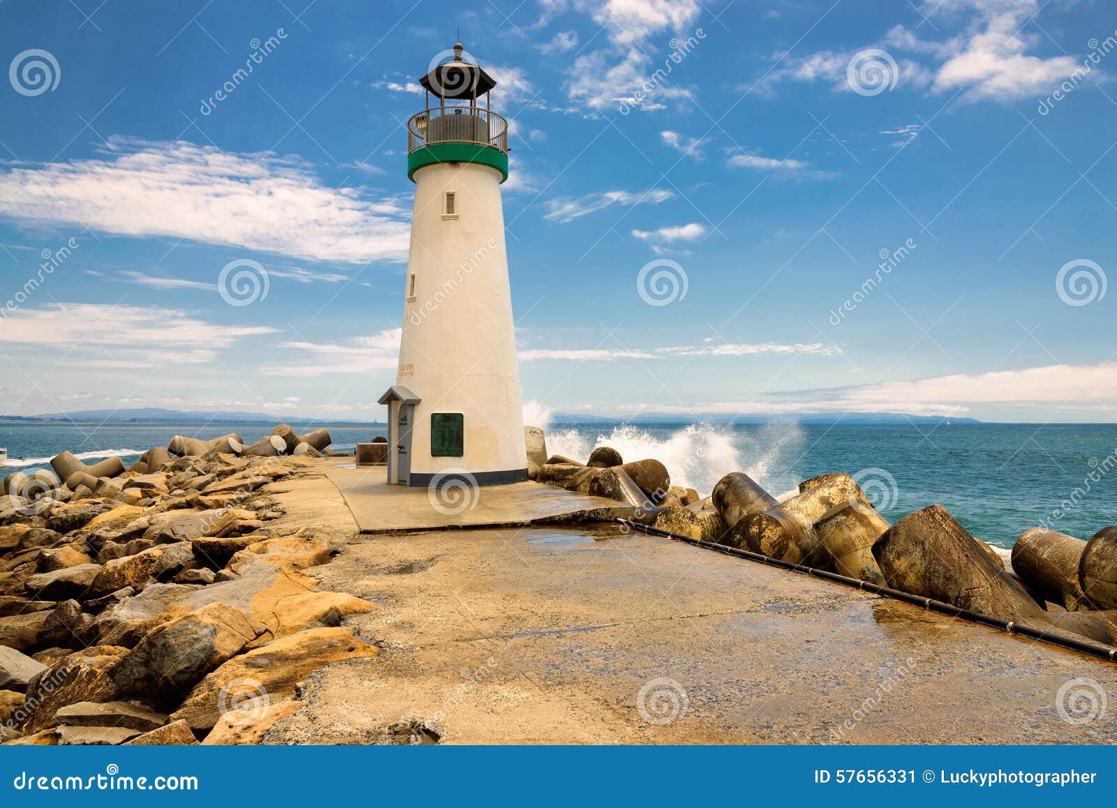 Santa Cruz Breakwater Lighthouse, California Stock Image - Image of ...