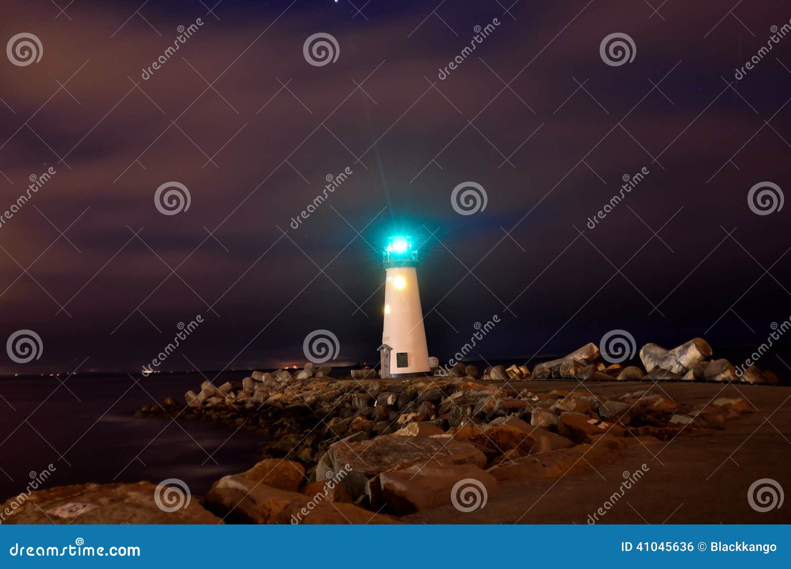 Santa Cruz Lighthouse on a Friday Night Stock Photo - Image of pacific ...
