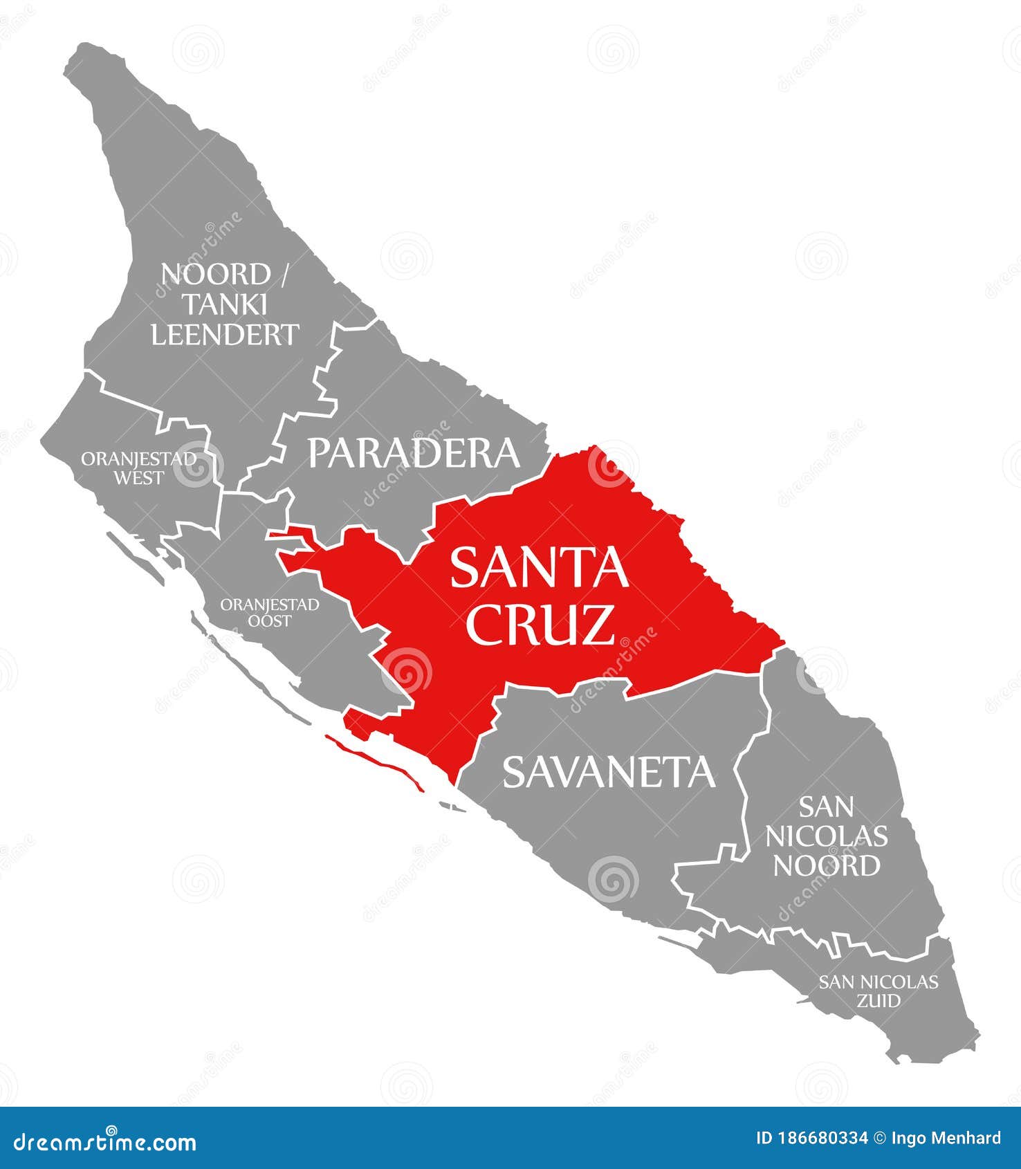 Aruba Map With Administrative Divisions. Vector Illustration ...