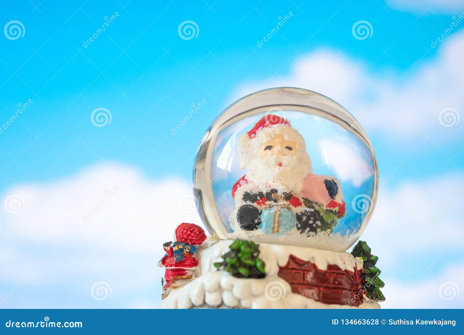 Santa in Crystal Ball, Christmas Concept Stock Photo - Image of glass ...
