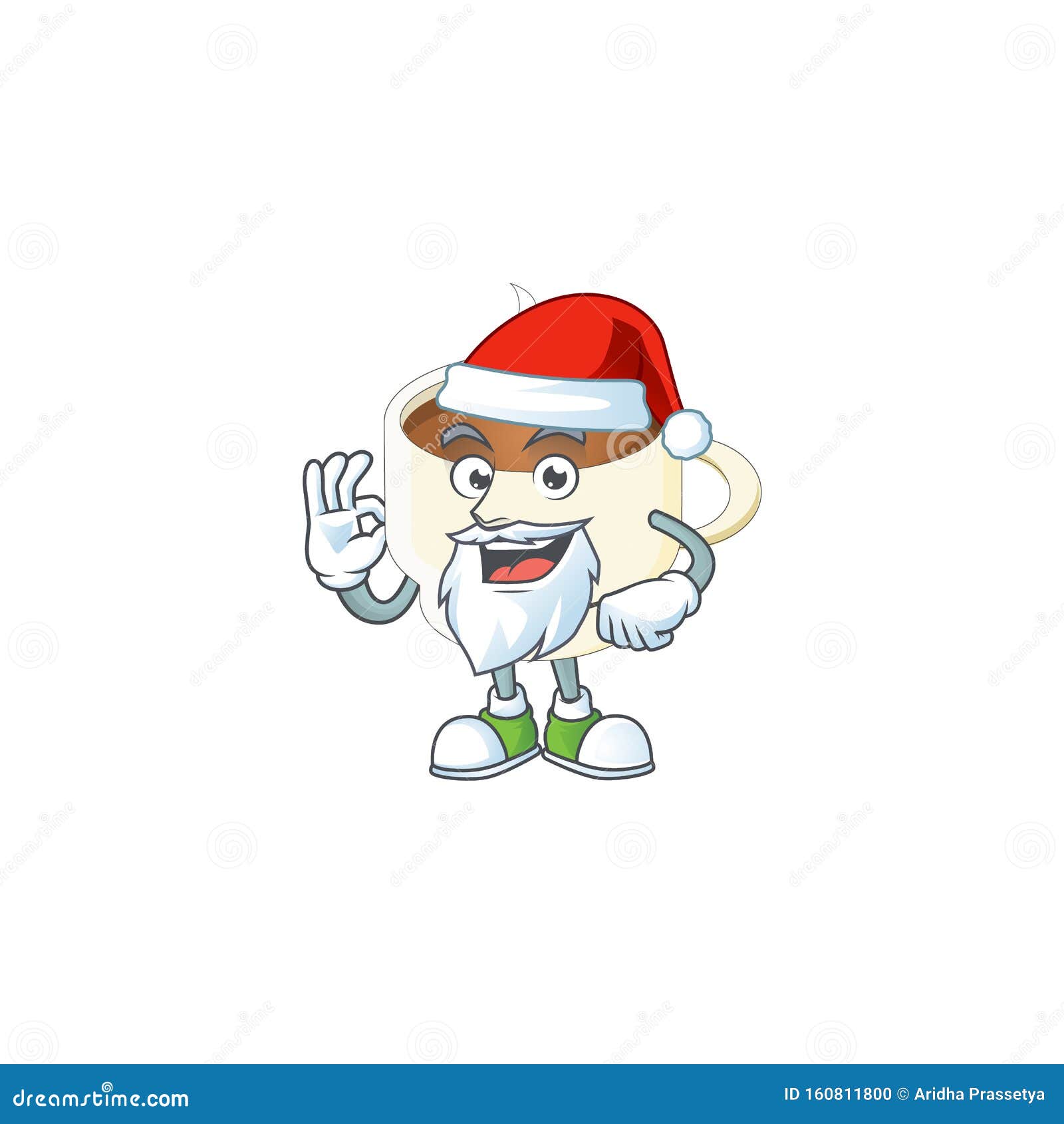 Santa Cup Coffee Cartoon on White Background Stock Vector ...
