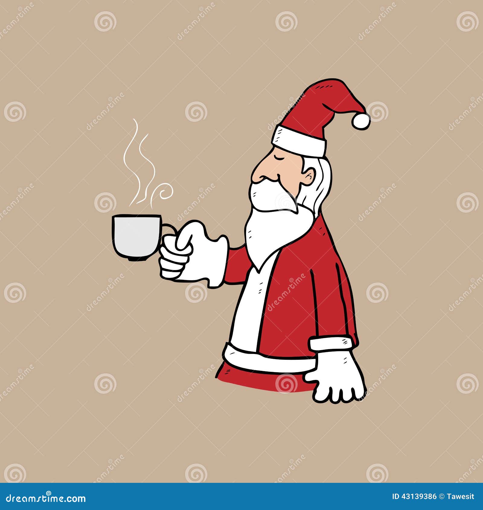 Santa and cup of tea stock illustration. Illustration of eating - 43139386