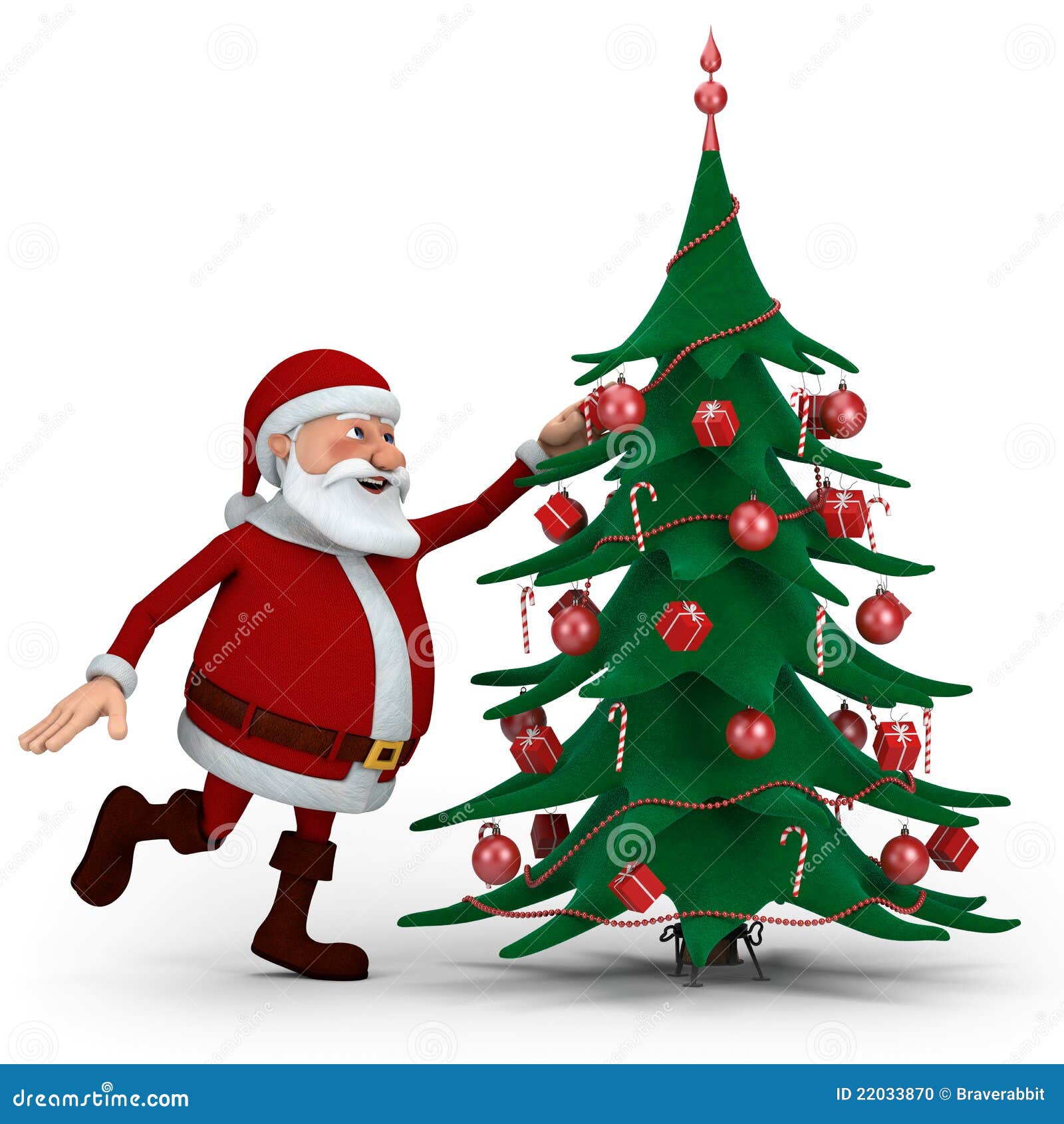 Santa Decorating Christmas Tree Stock Illustration - Illustration of ...