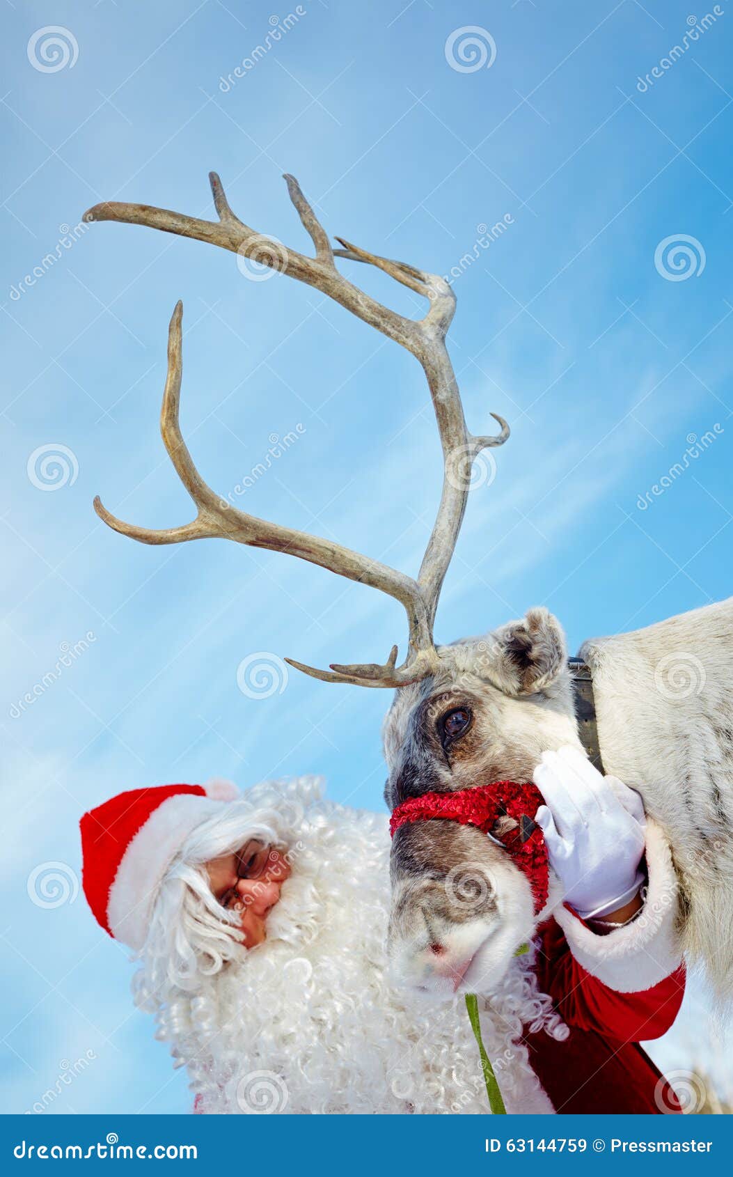Santa with deer stock image. Image of winter, xmas, animal - 63144759