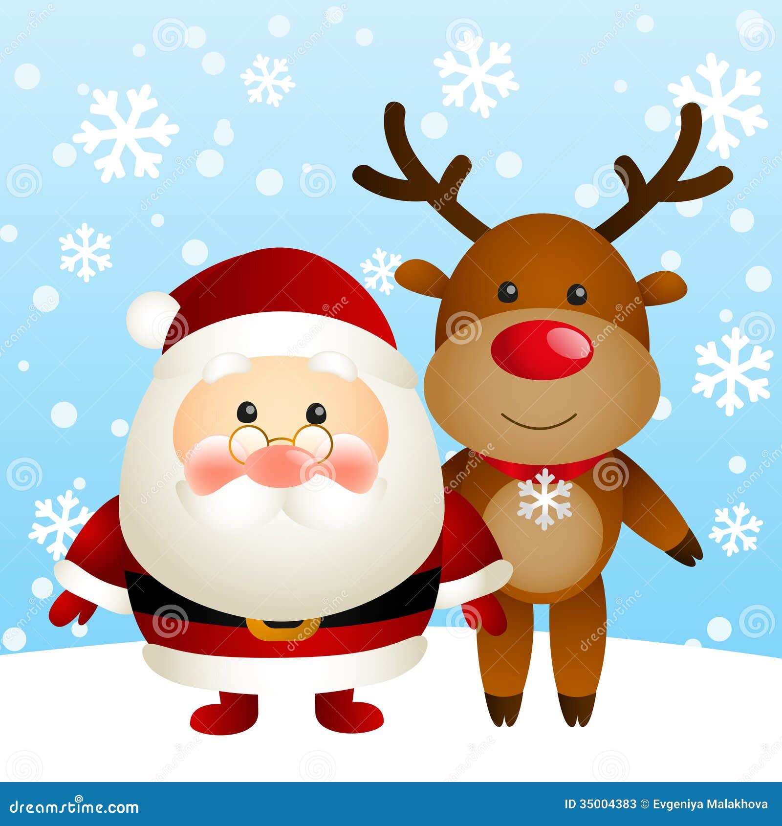 Santa with deer stock vector. Illustration of brown, card - 35004383