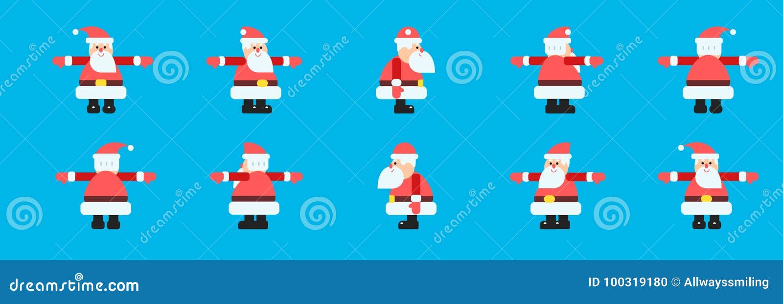 Santa in Different Directions Vector Set Stock Vector - Illustration of ...