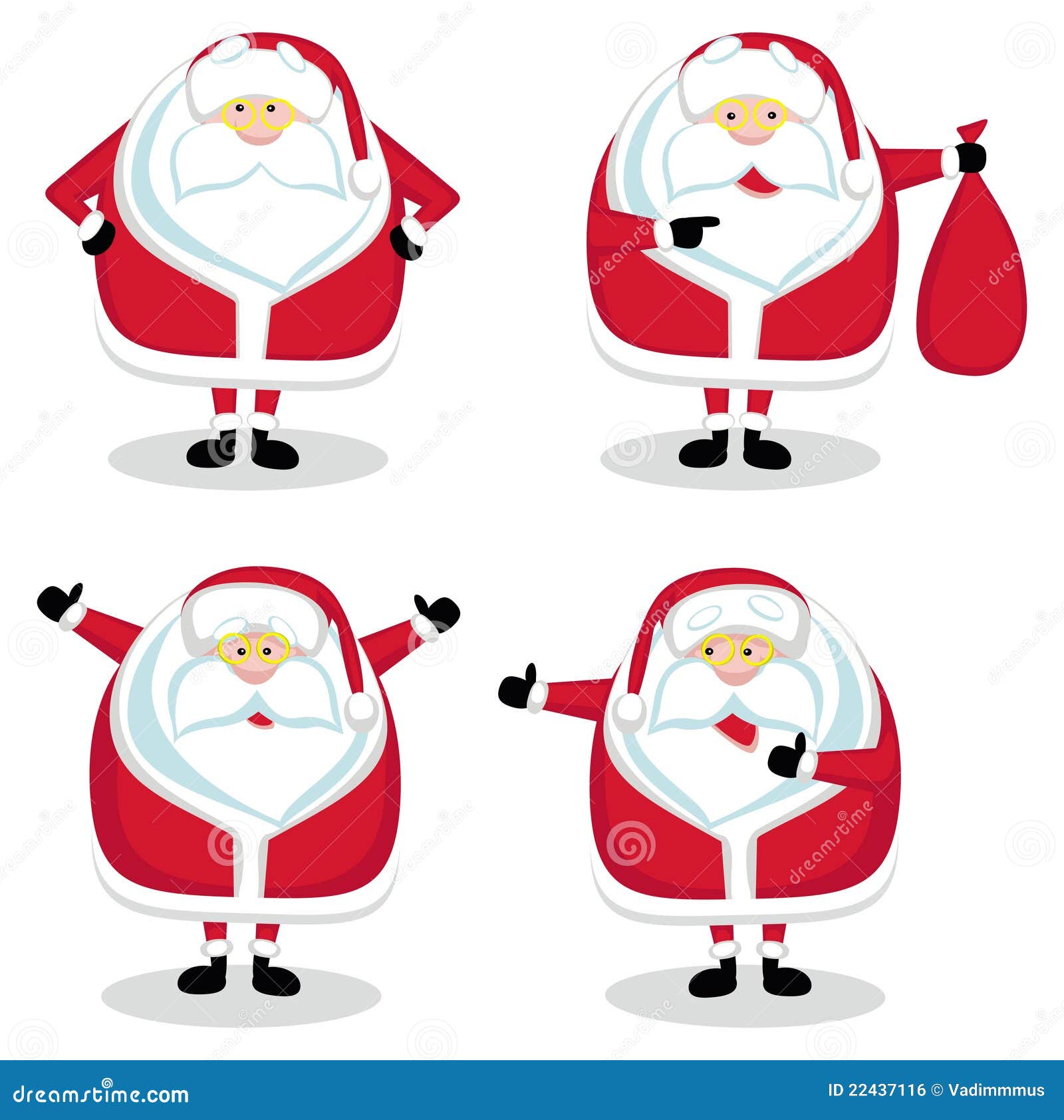 Santa in Different Positions Stock Vector - Illustration of night ...