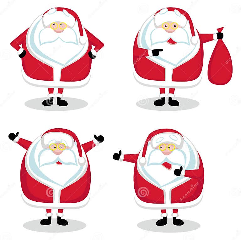 Santa in Different Positions Stock Vector - Illustration of night ...