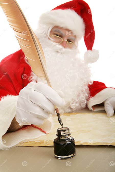 Santa Dips His Quill stock photo. Image of closeup, holiday - 3468410