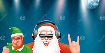 Santa dj and elf stock illustration. Illustration of music - 34822824