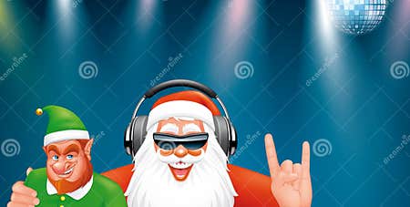 Santa dj and elf stock illustration. Illustration of music - 34822824