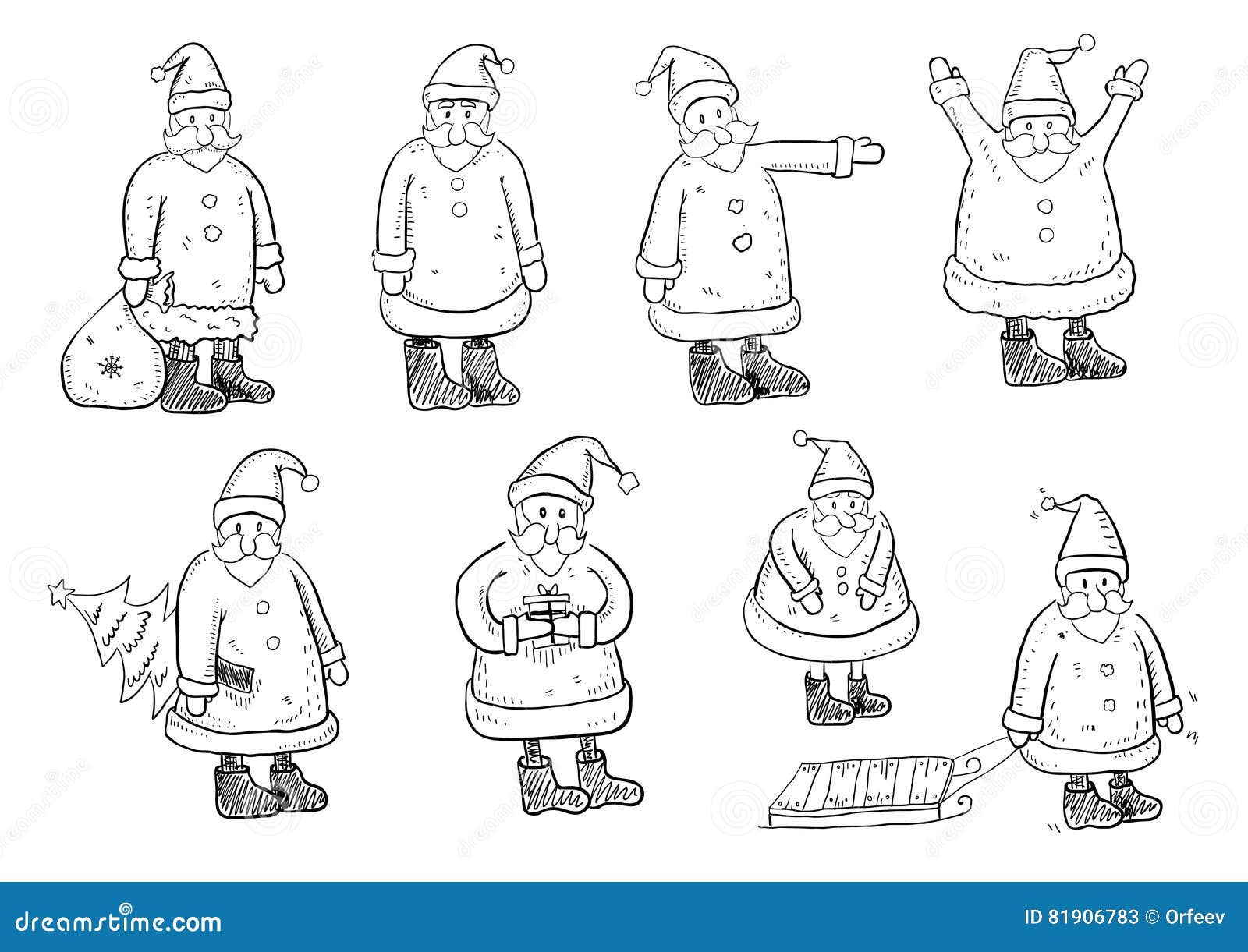 Santa Doodles stock vector. Illustration of black, sleigh - 81906783