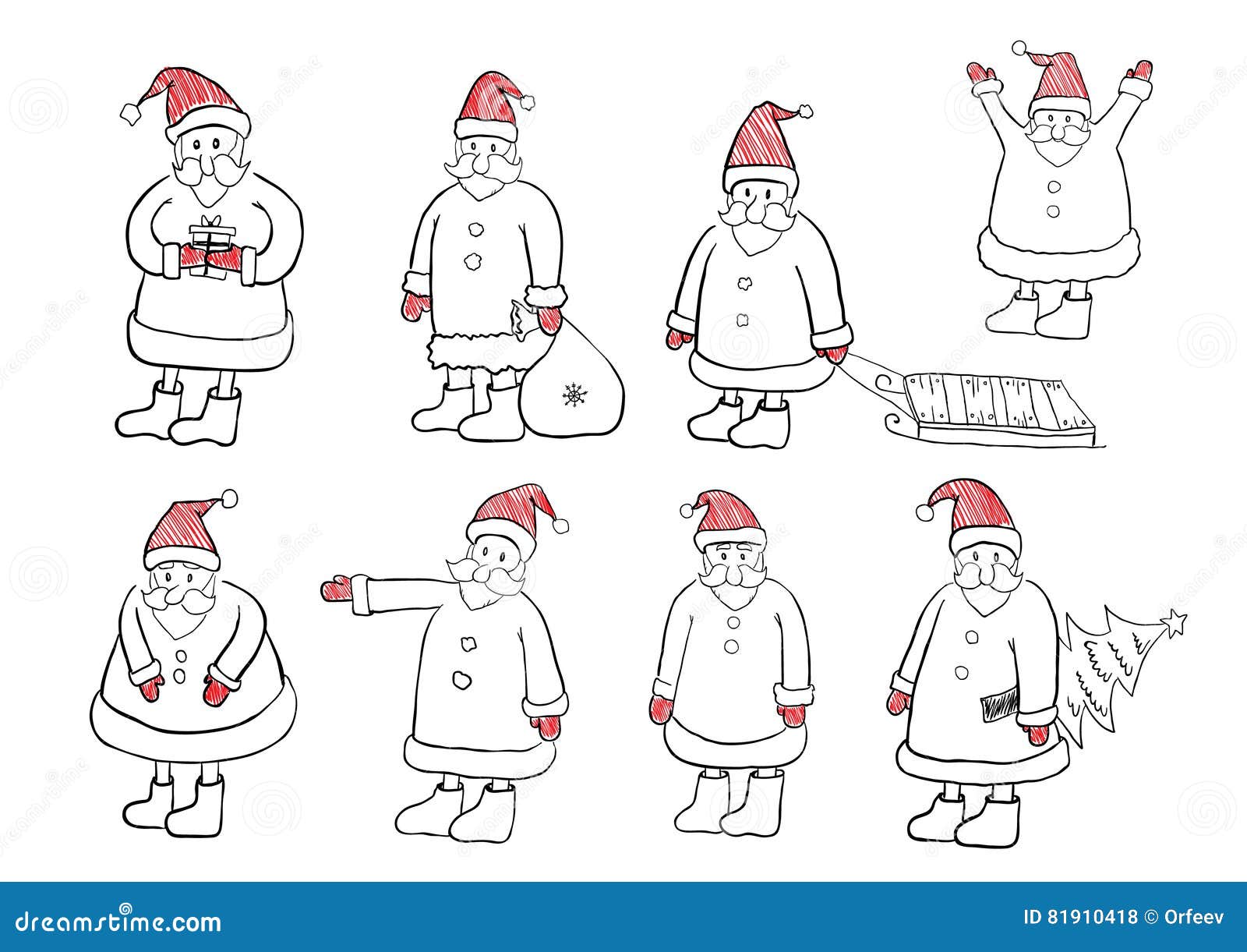 Santa Doodles stock vector. Illustration of cartoon, sleigh - 81910418