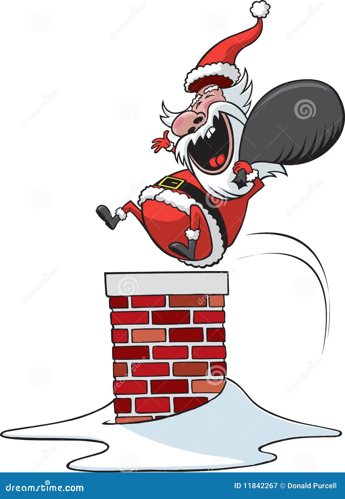 Santa down the chimney stock vector. Illustration of merry - 11842267