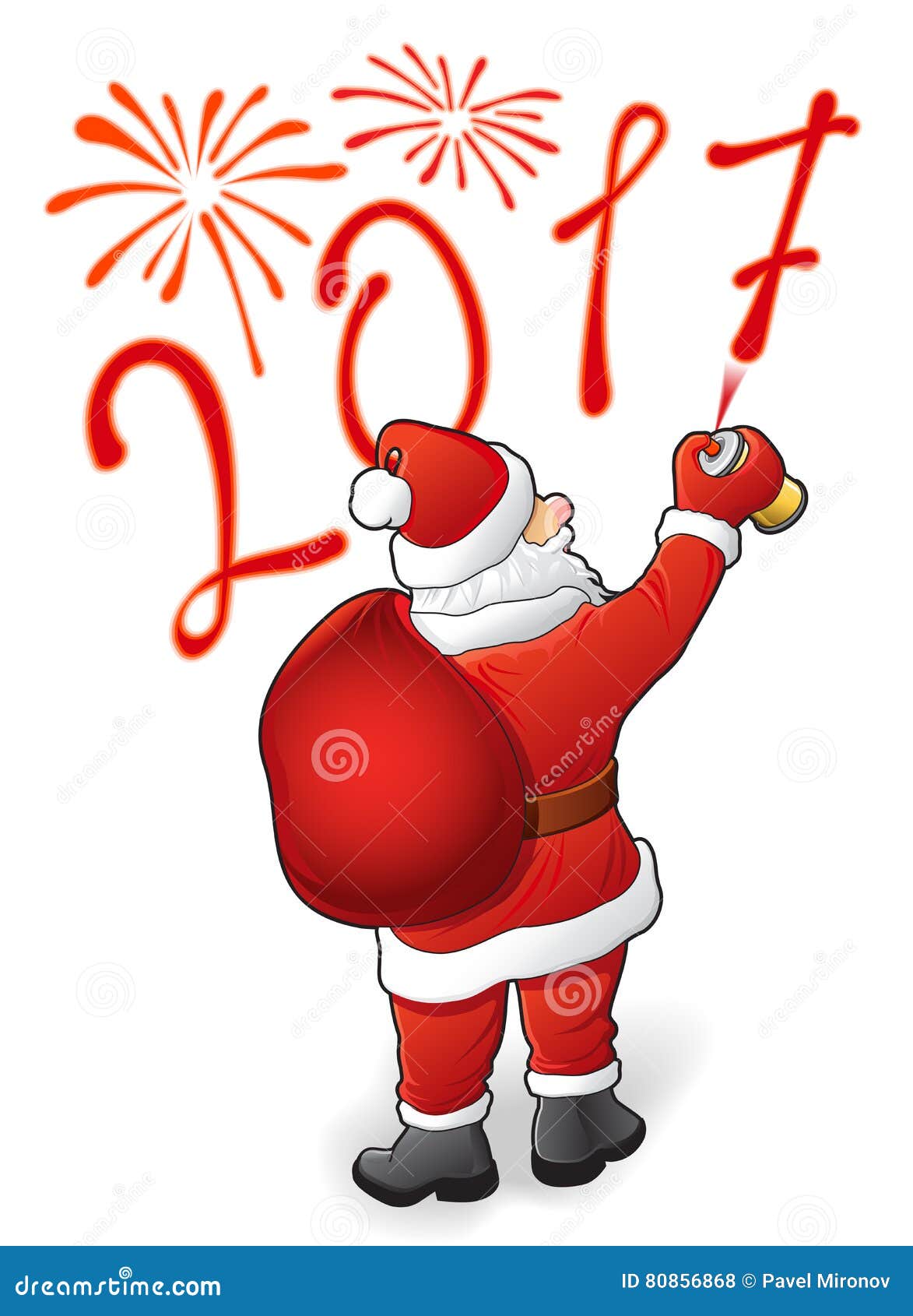 Santa Draws 2017 and Fireworks Stock Vector - Illustration of graffiti ...