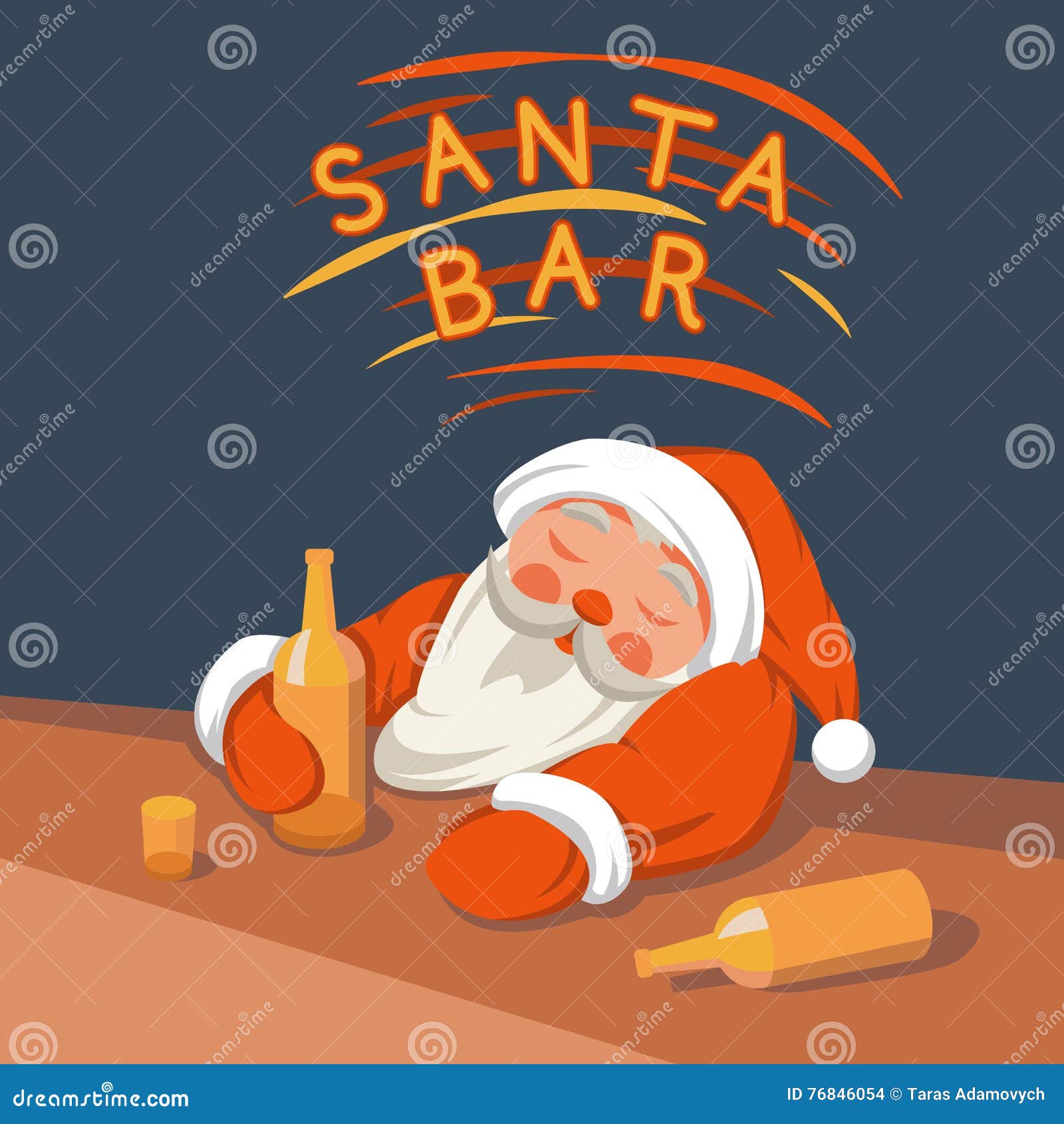 Santa Drinking in a Bar Vector Stock Vector - Illustration of vector ...