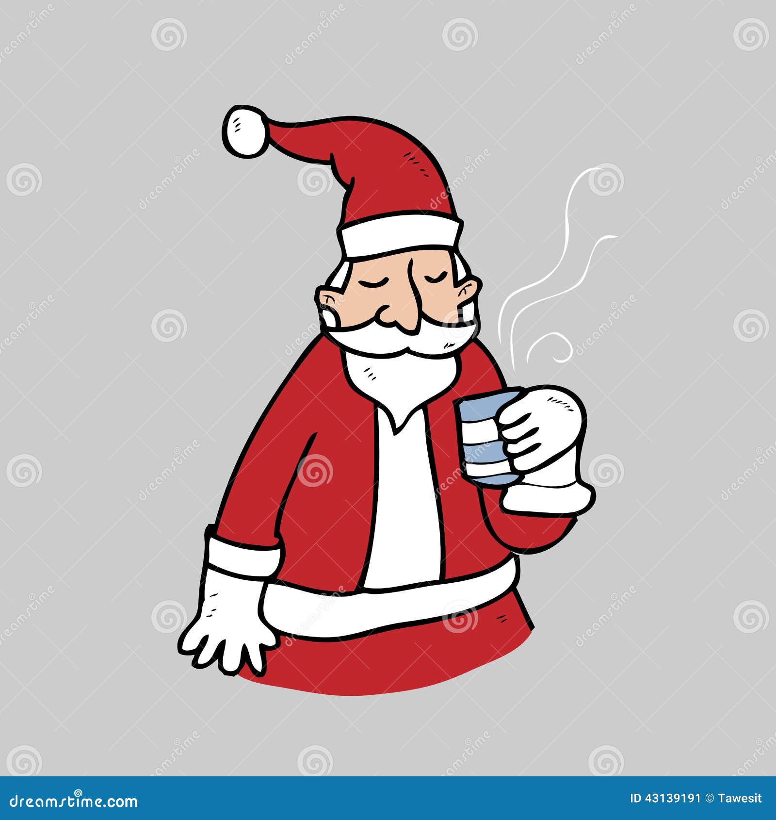 Santa drinks cup of tea stock vector. Illustration of lifestyle - 43139191