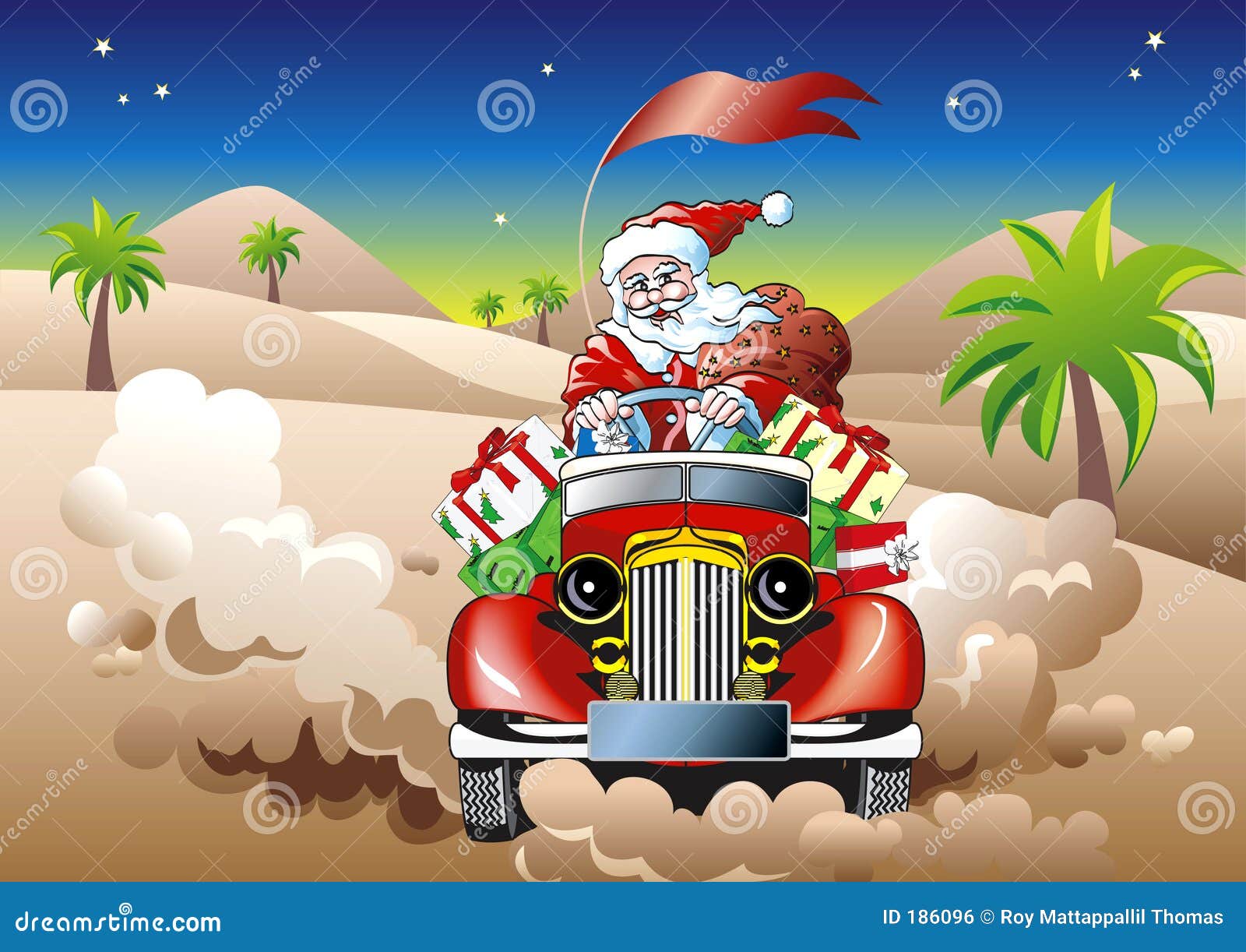 Santa on the drive stock illustration. Illustration of love - 186096