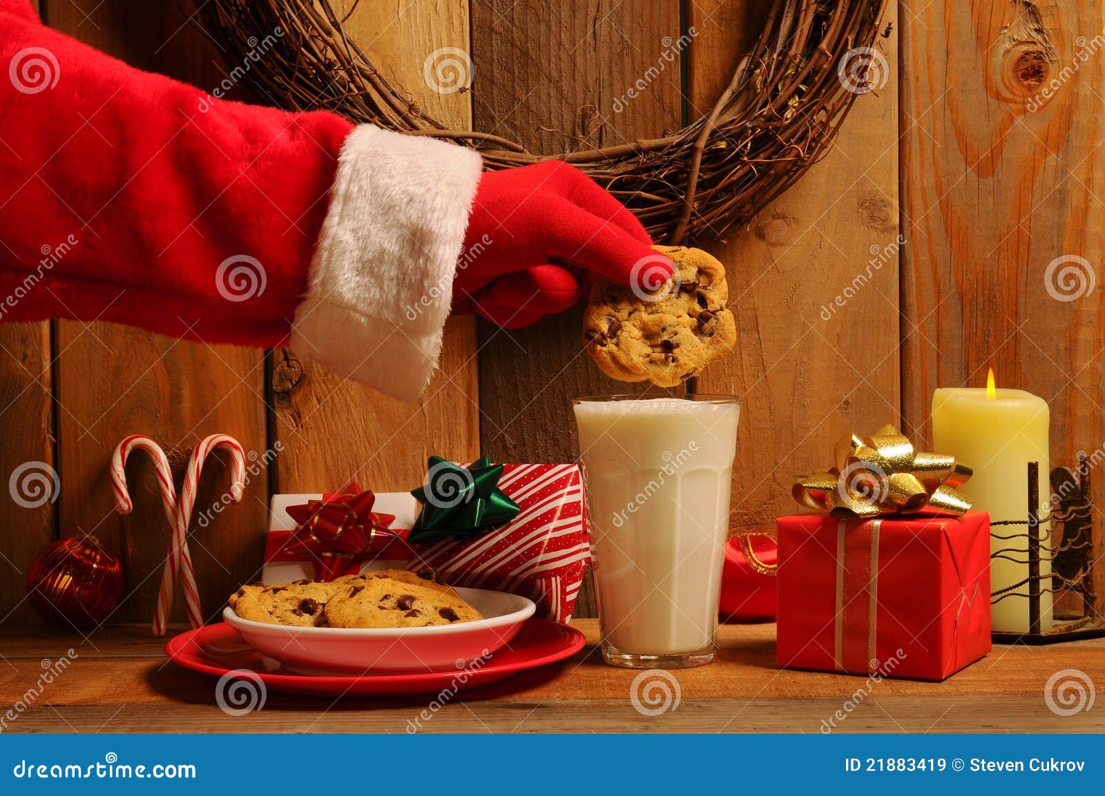 Santa Dunking Cookie stock image. Image of christmas - 21883419