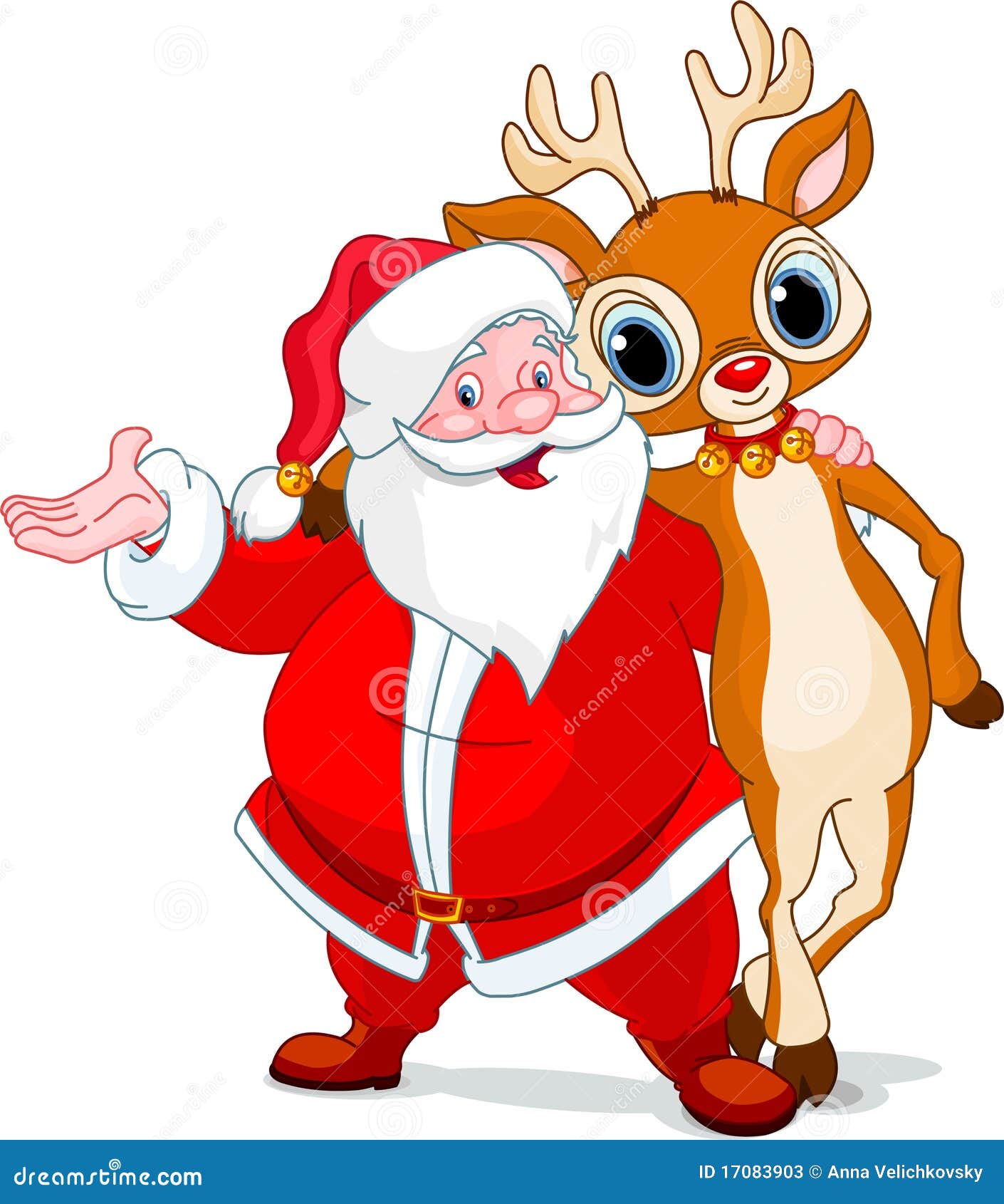 Santa e sua rena Rudolf ilustração do vetor. Ilustração de rena - 17083903