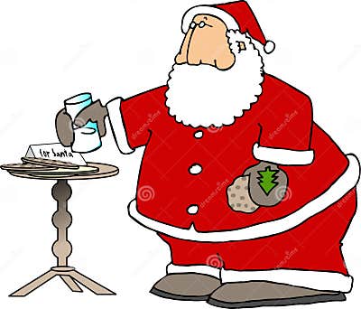 Santa eating snacks stock illustration. Illustration of snack - 38710