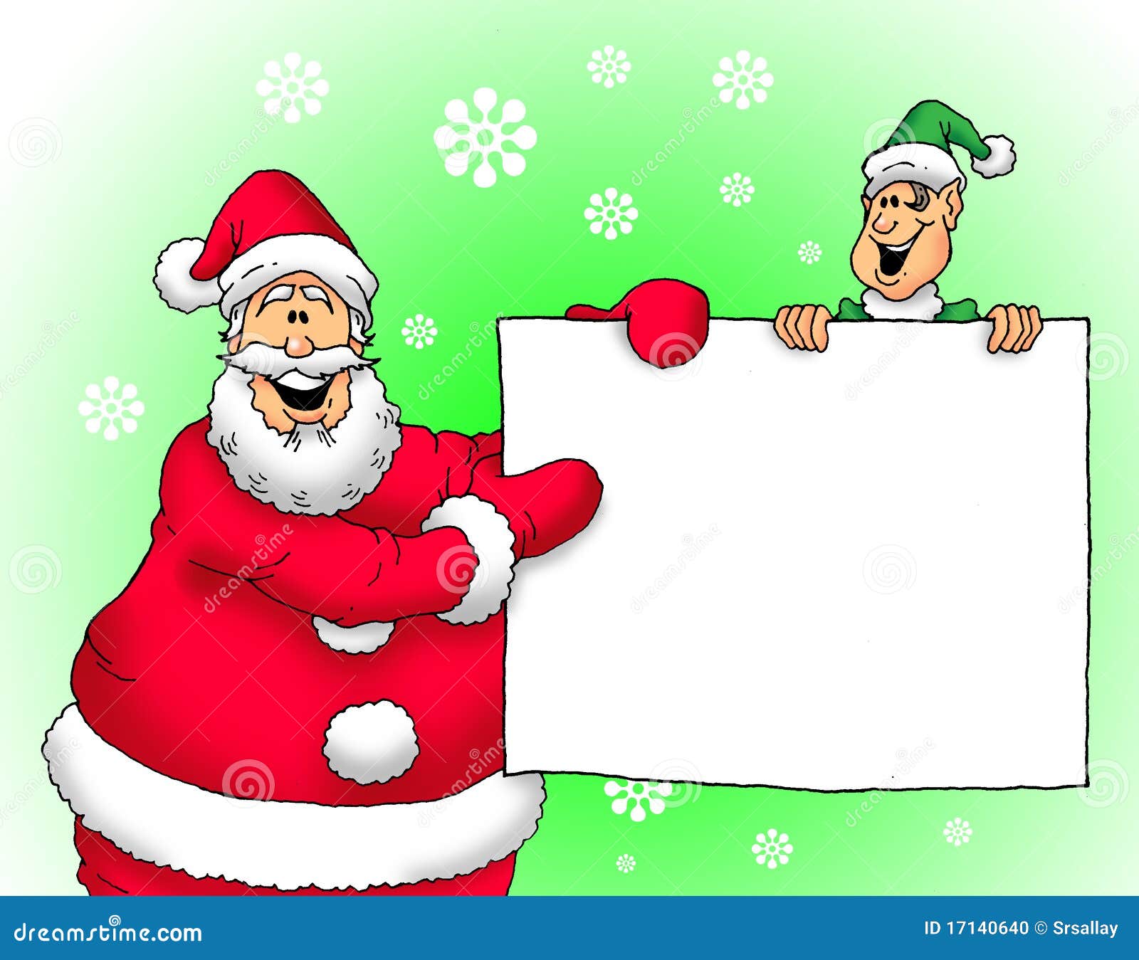 Santa and Elf with sign stock illustration. Illustration of santa ...