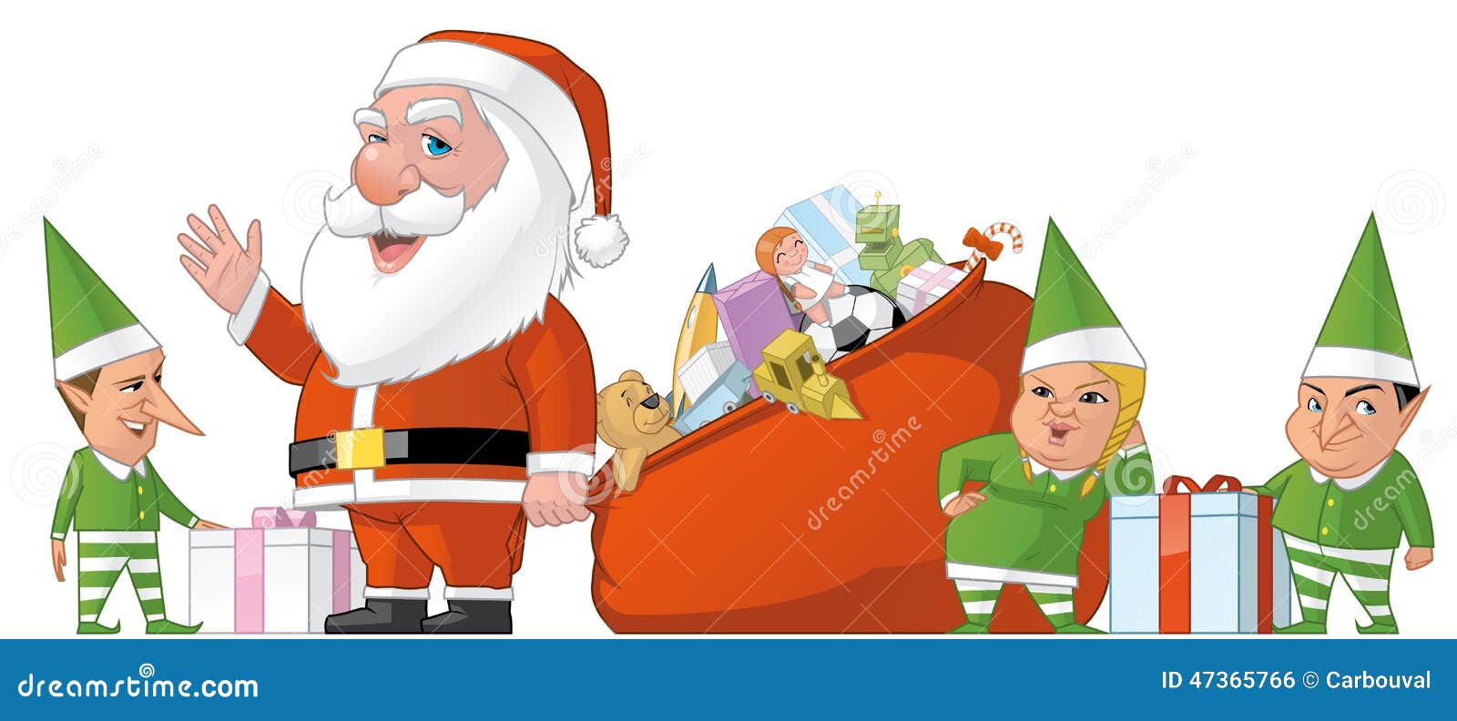 Santa and elfs group stock illustration. Illustration of full - 47365766