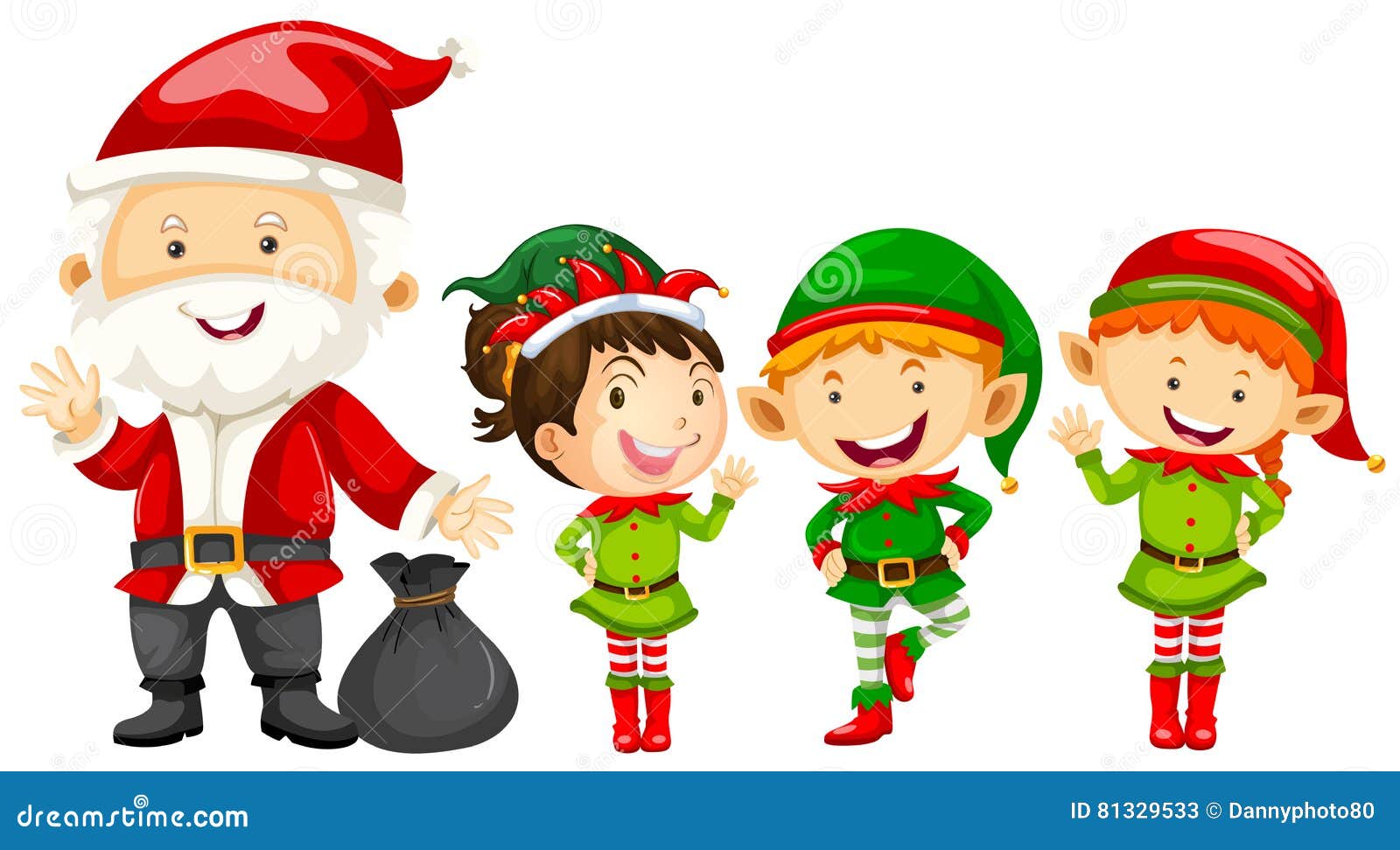 Santa and Elves for Christmas Stock Vector - Illustration of isolated ...