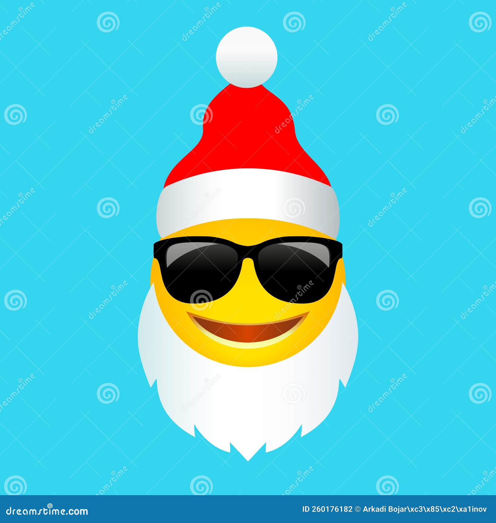 Santa Claus Emoji with Beard and Hat Stock Vector - Illustration of ...