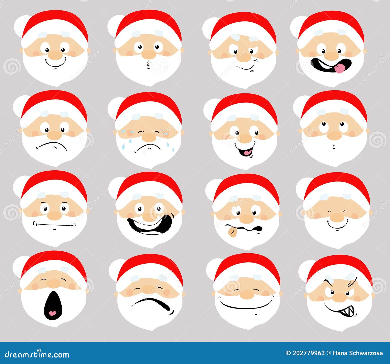 Santa Emoticon Icon Flat Design Cartoon Face Vector Stock Vector ...