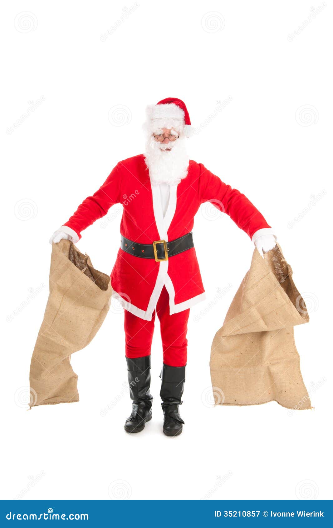Santa with empty bags stock image. Image of bags, background - 35210857