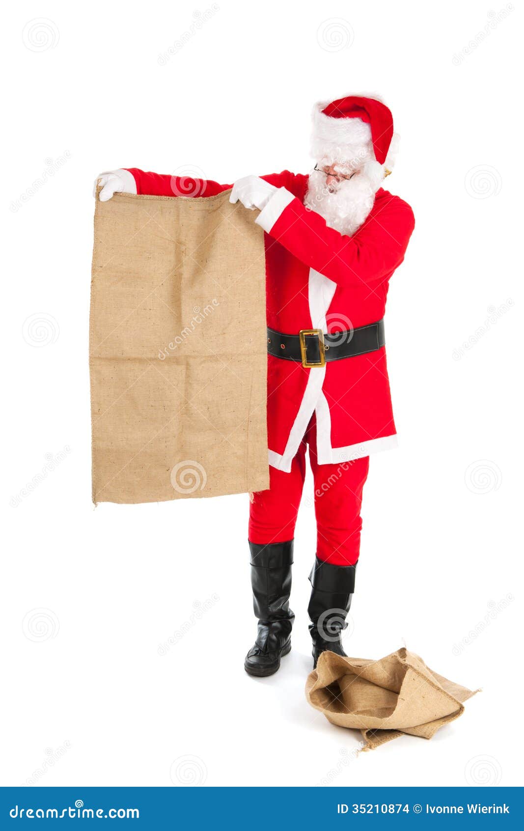 Santa with empty bags stock photo. Image of jute, holidays - 35210874