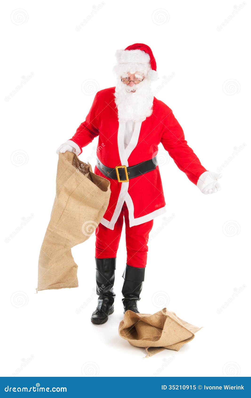 Santa with empty bags stock image. Image of money, white - 35210915