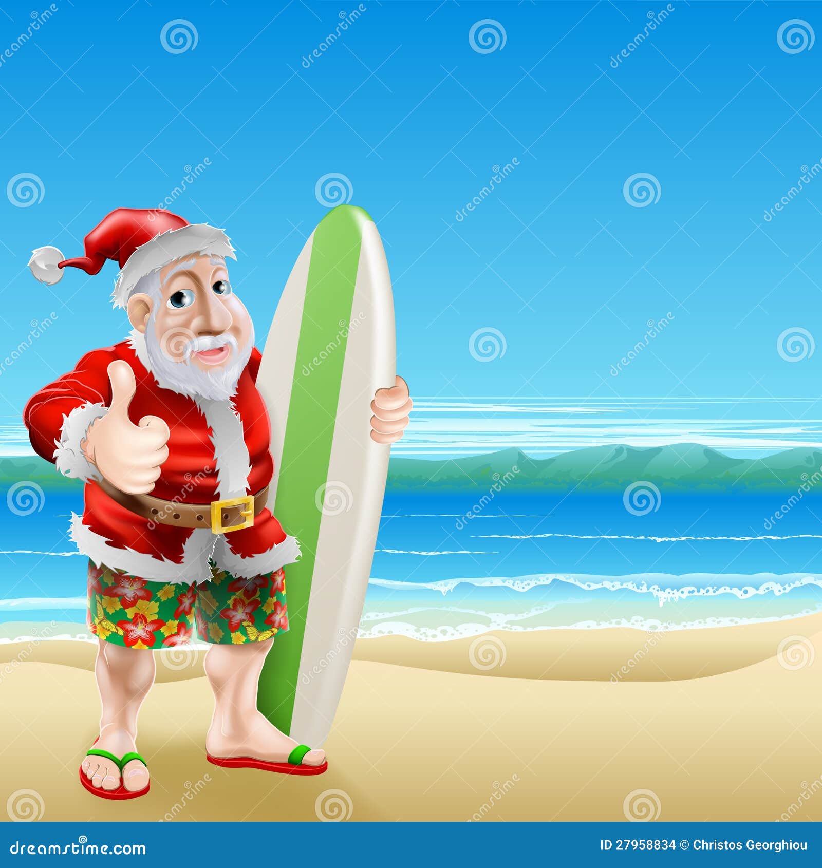 Santa en la playa ilustración del vector. Ilustración de holgado - 27958834
