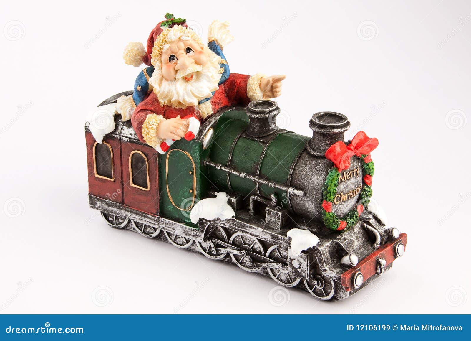 Santa on engine stock image. Image of green, festival - 12106199